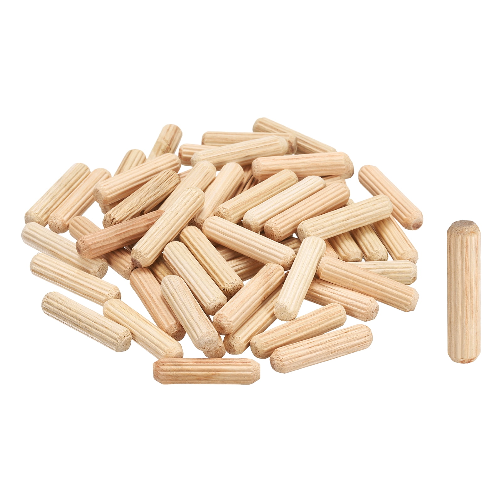 Wooden Dowel Pins 1/4"x 1" (6mm x 25mm) Straight Dowel Rods Wood Fluted ...