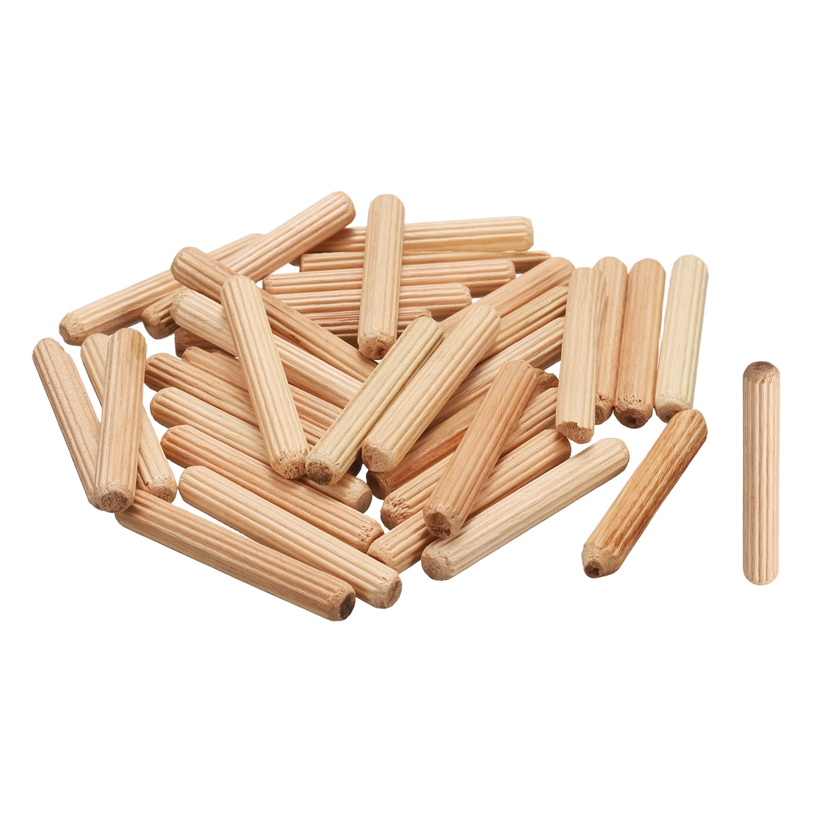 Uxcell Wooden Dowel Pins Straight Dowel Rods Wood Fluted Dowels Rods ...
