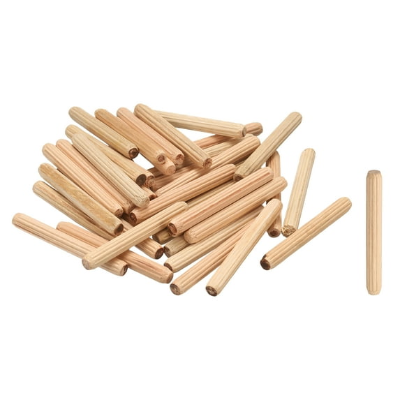 Wooden Dowel Pins 1/4"x 2" (6mm x 50mm) Straight Dowel Rods Wood Fluted ...