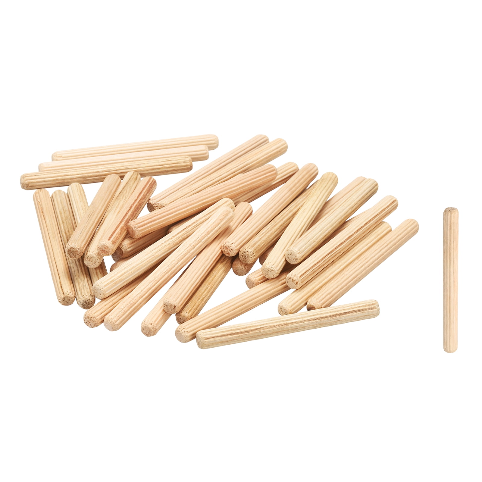 Uxcell Wooden Dowel Pins Straight Dowel Rods Wood Fluted Dowels Rods ...