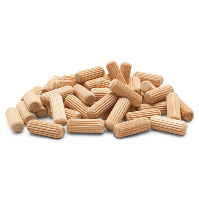 Wooden Dowel Pins 1 inch x 3/8 inch, Pack of 100 Fluted Dowel Joints ...