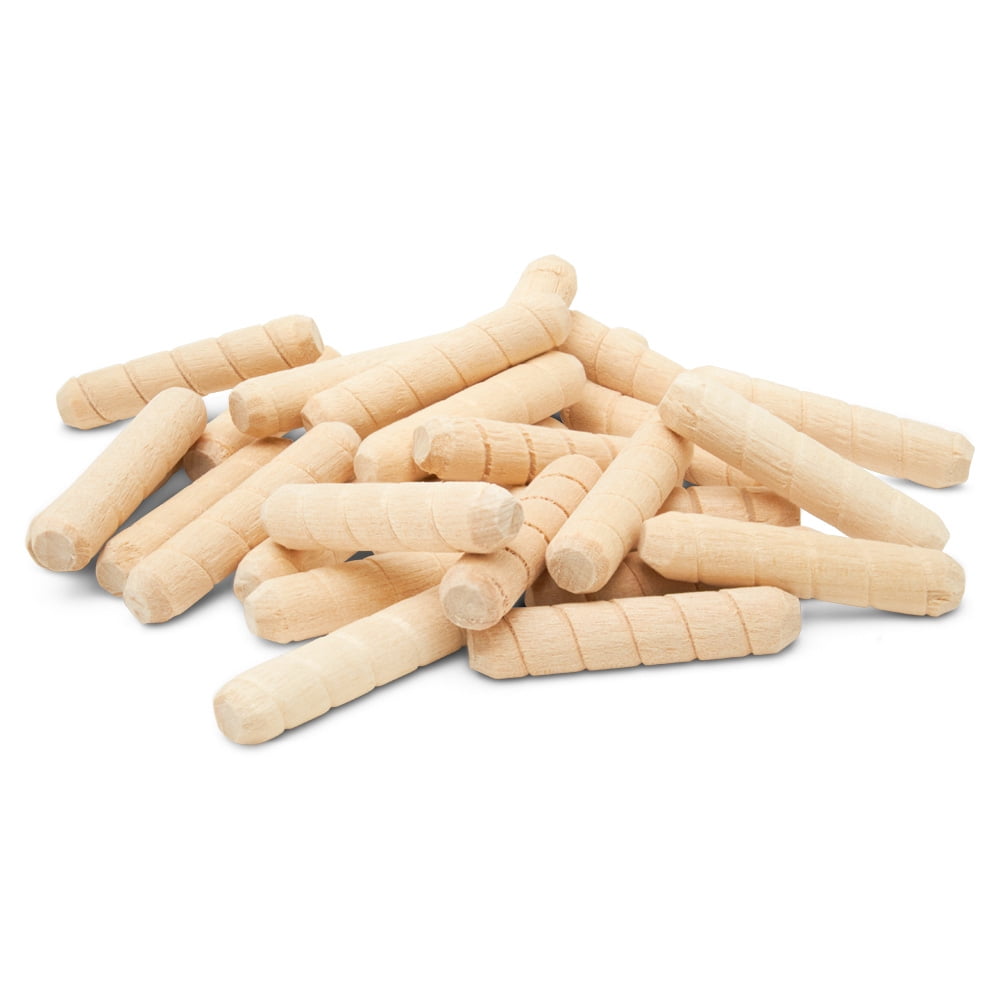 Wooden Dowel Pins 5/16 inch x 1-1/2 inch, Pack of 100 Spiral Dowel ...