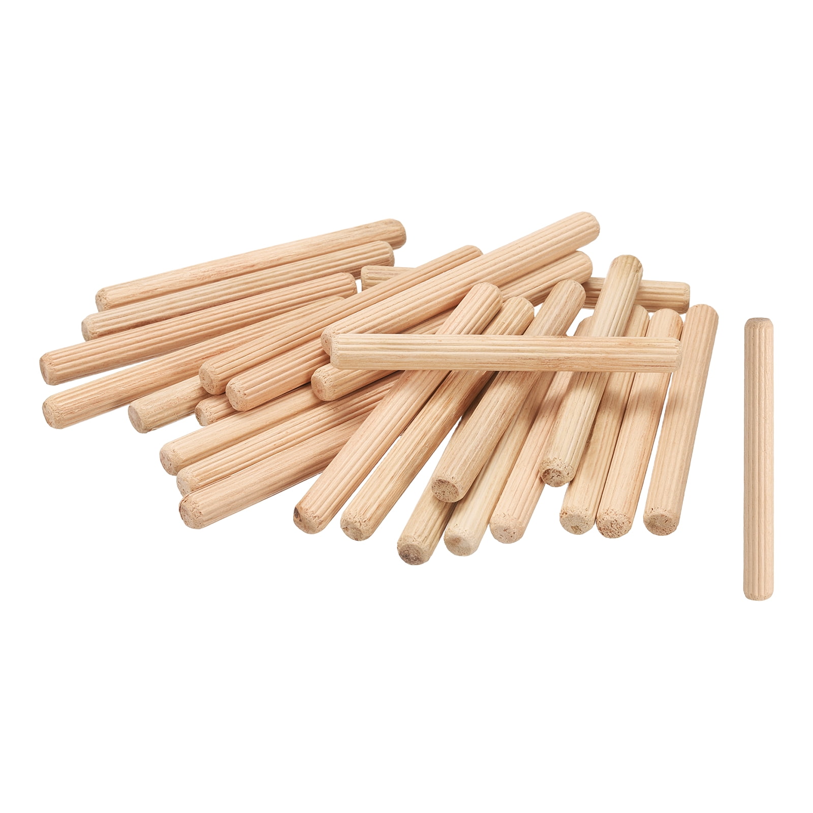 Uxcell Wooden Dowel Pins Straight Dowel Rods Wood Fluted Dowel Rods for ...