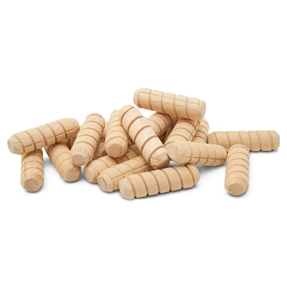Wooden Dowel Pins 7/16 inch x 1-1/2 inch, Pack of 100 Spiral Dowel ...