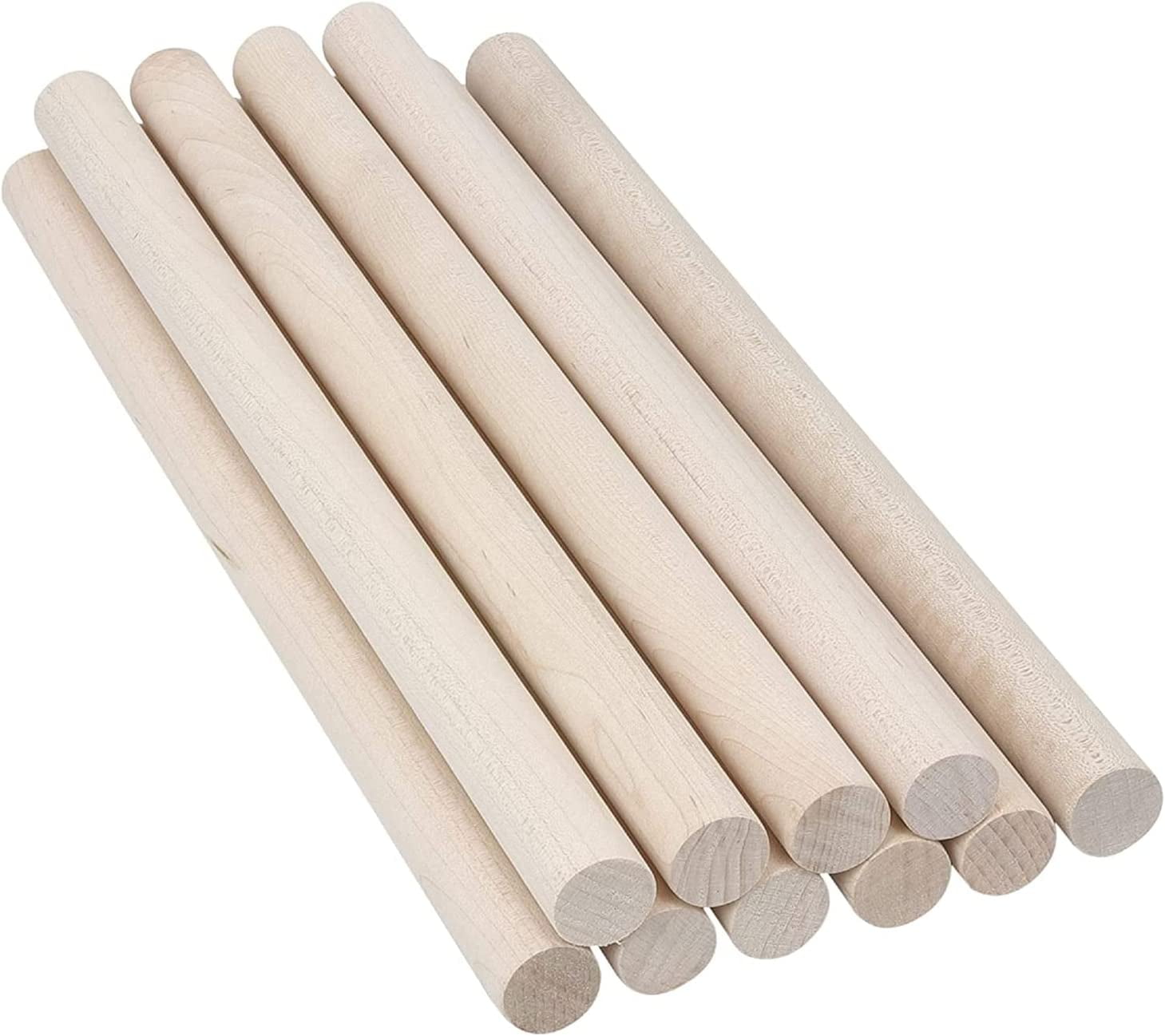 Wooden Dowel Rods Durable Unfinished Wood Round Sticks Length 200mm for ...