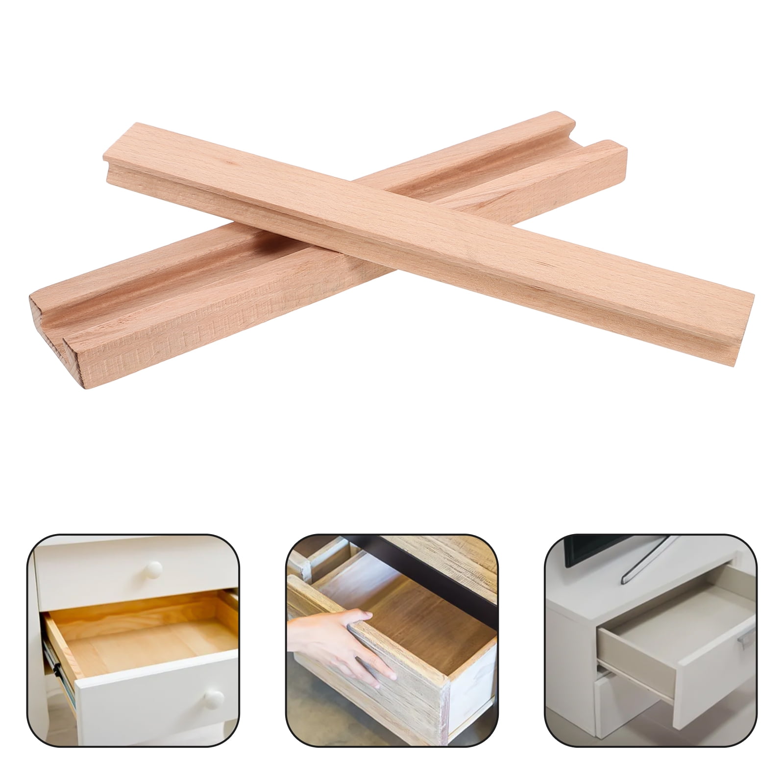 OUNONA Khaki Wooden Drawer Slides Replacement for Smooth Gliding and ...
