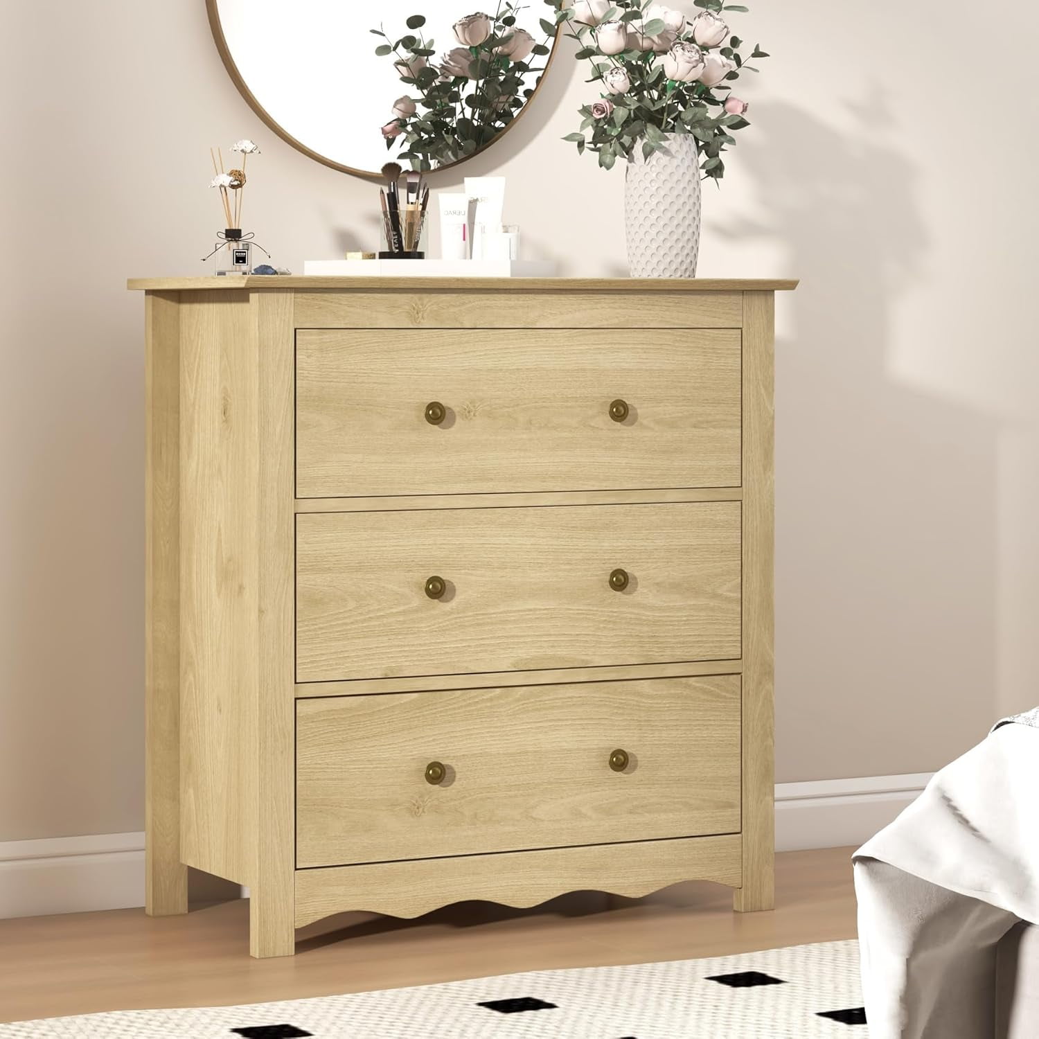 Wooden Dresser for Bedroom 3 Drawer Dressers Small Chest of Drawers ...
