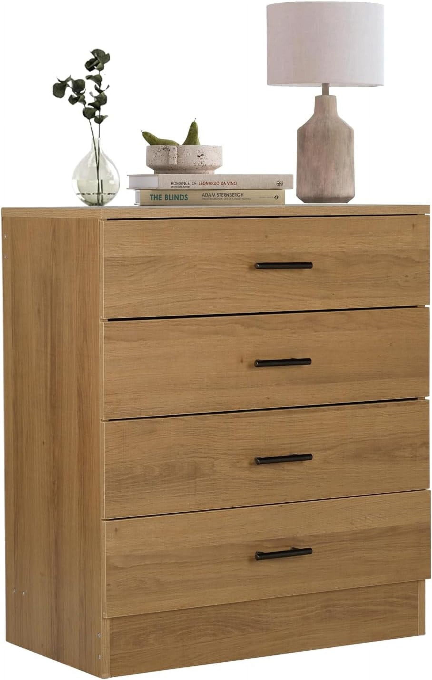 Wooden Dresser for Bedroom Oak 4 Drawer Tall Dressers Small Chest of ...