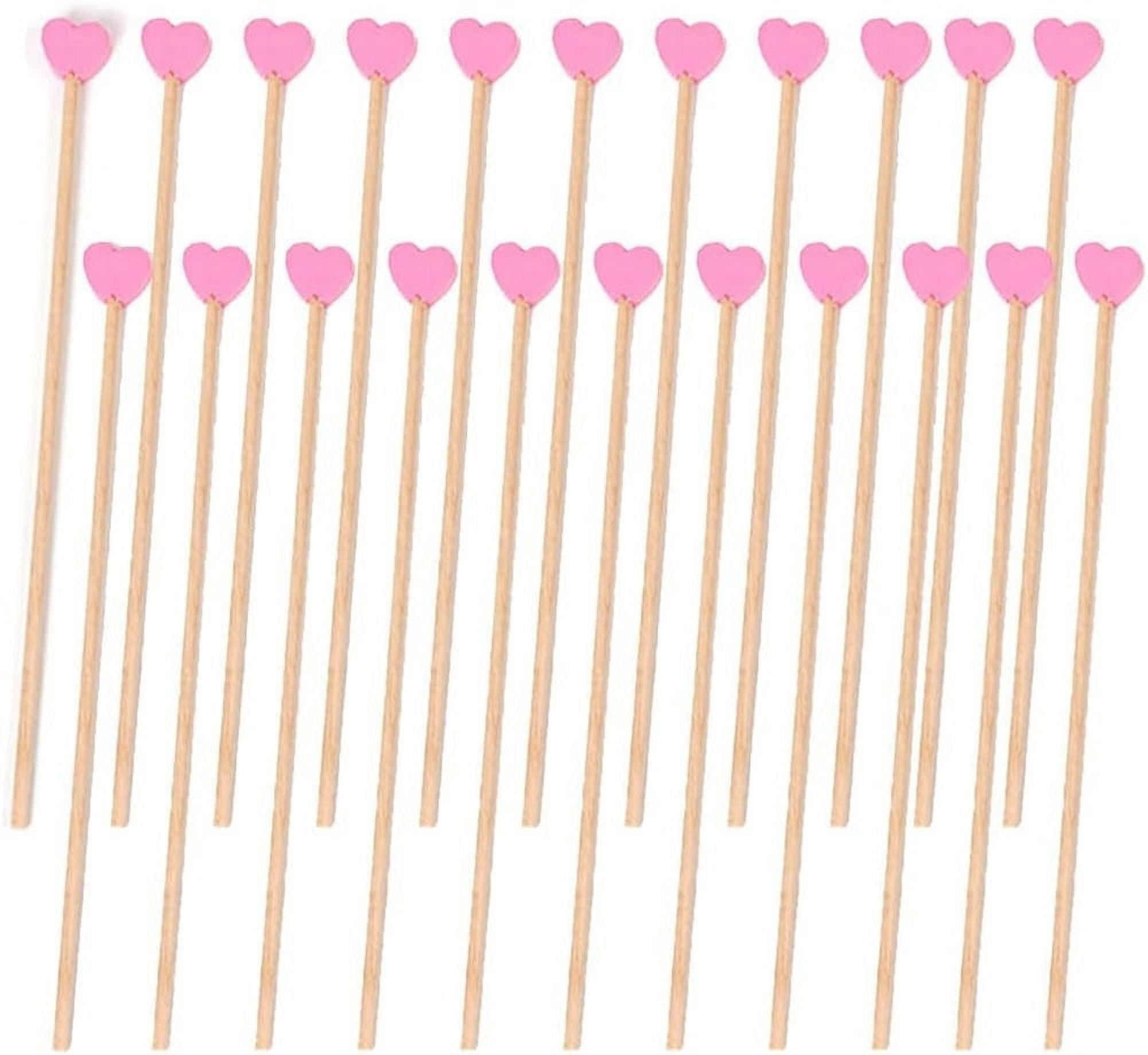 Wooden Drink Stir Sticks,Pink Heart Beverage Stirrers,Disposable ...