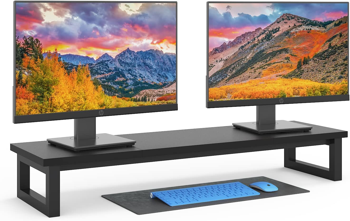 Wooden Dual Monitor Stand, 39Inch Large Stands for 2 Monitors, Computer ...