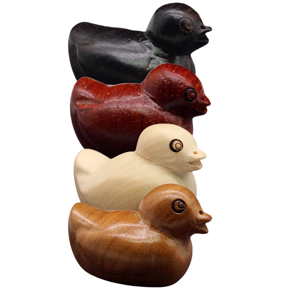 Wooden Duck Statue 4 Pcs Figurines Charms for Craft Making Banana Tiny ...