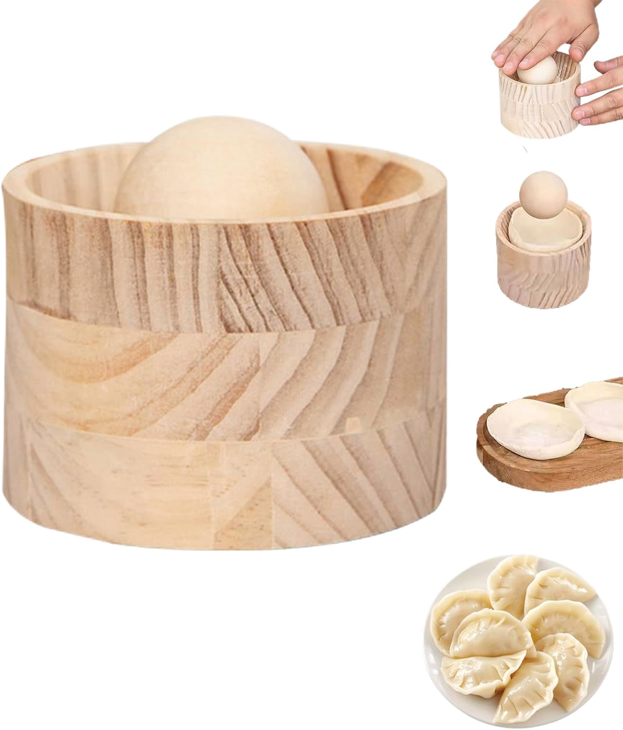 Wooden Dumpling Skin Maker, Handheld Dough Presser For Dumpling ...