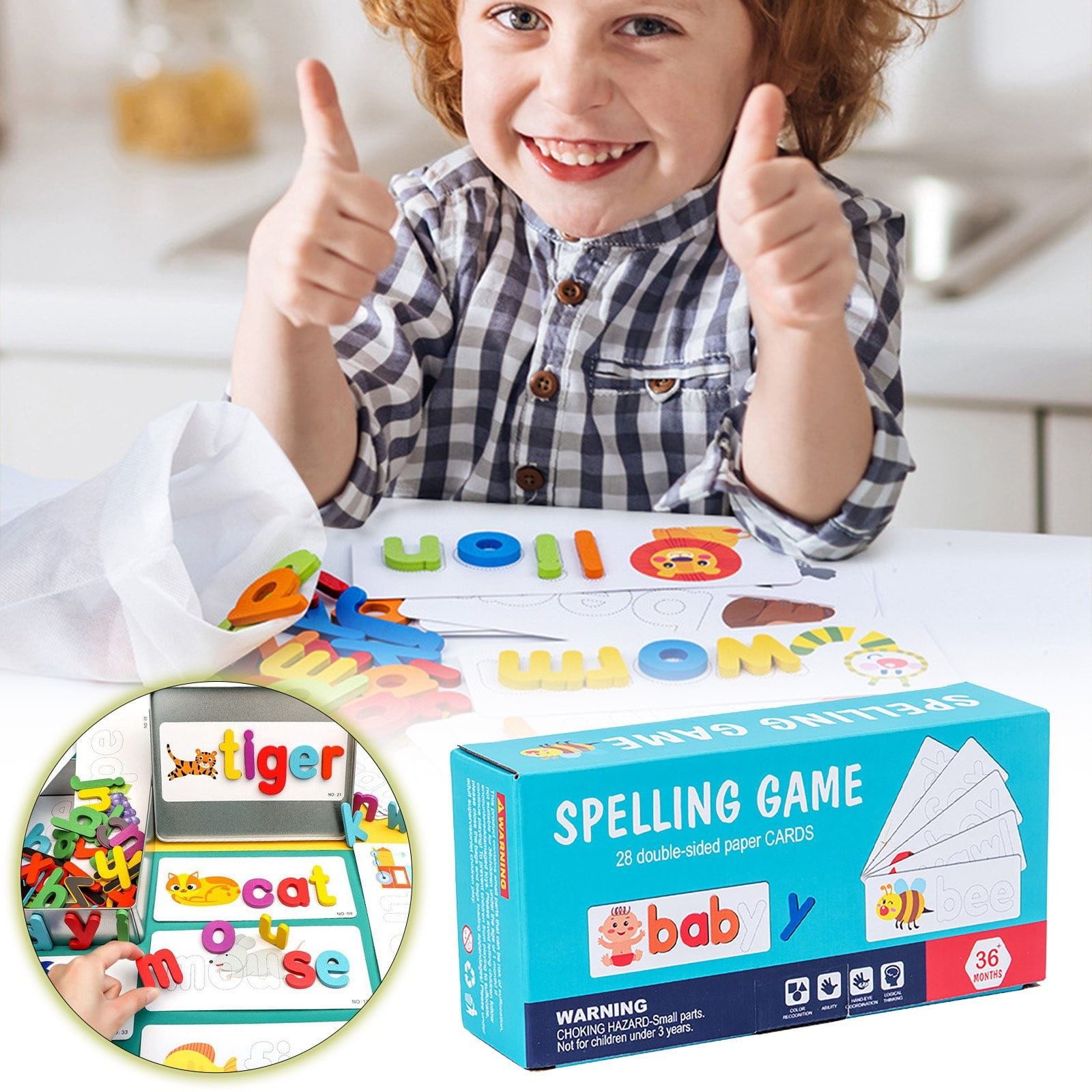 Wooden Early Education Puzzle Toy for Kids Alphabet Learning Word Game ...