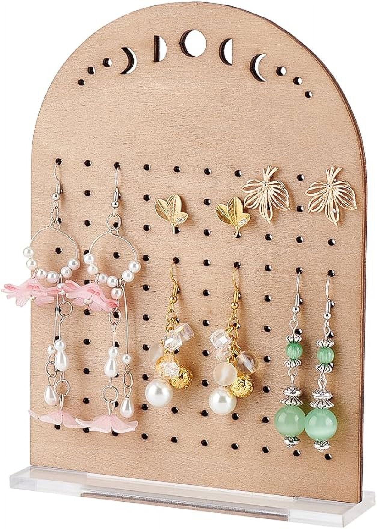 Wooden Earring Display Board 100 Holes Moon Phase Vertical Earring ...