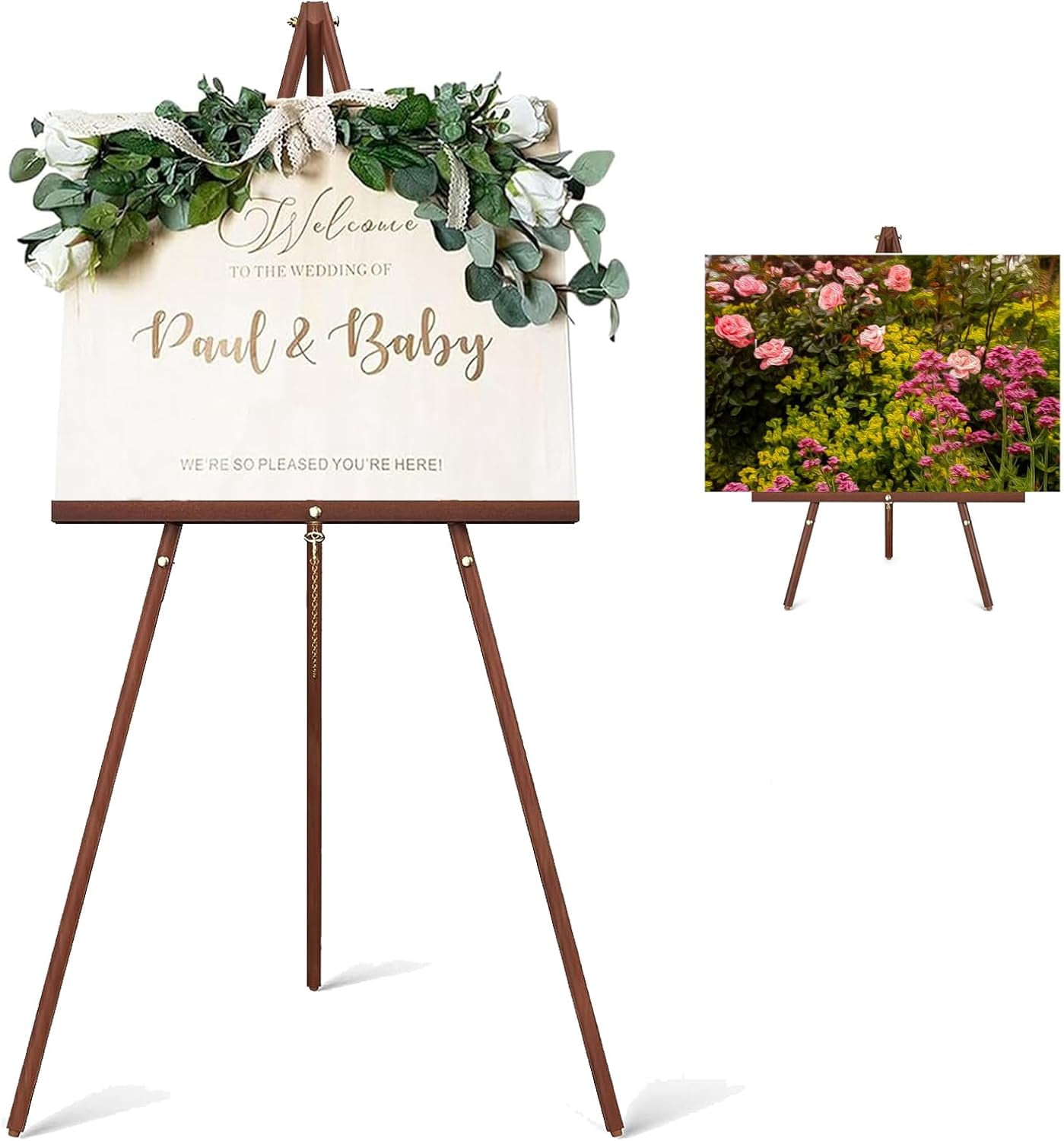 Wooden Easel Stand for Sign, Painting Easel, Adjustable Poster Stand ...