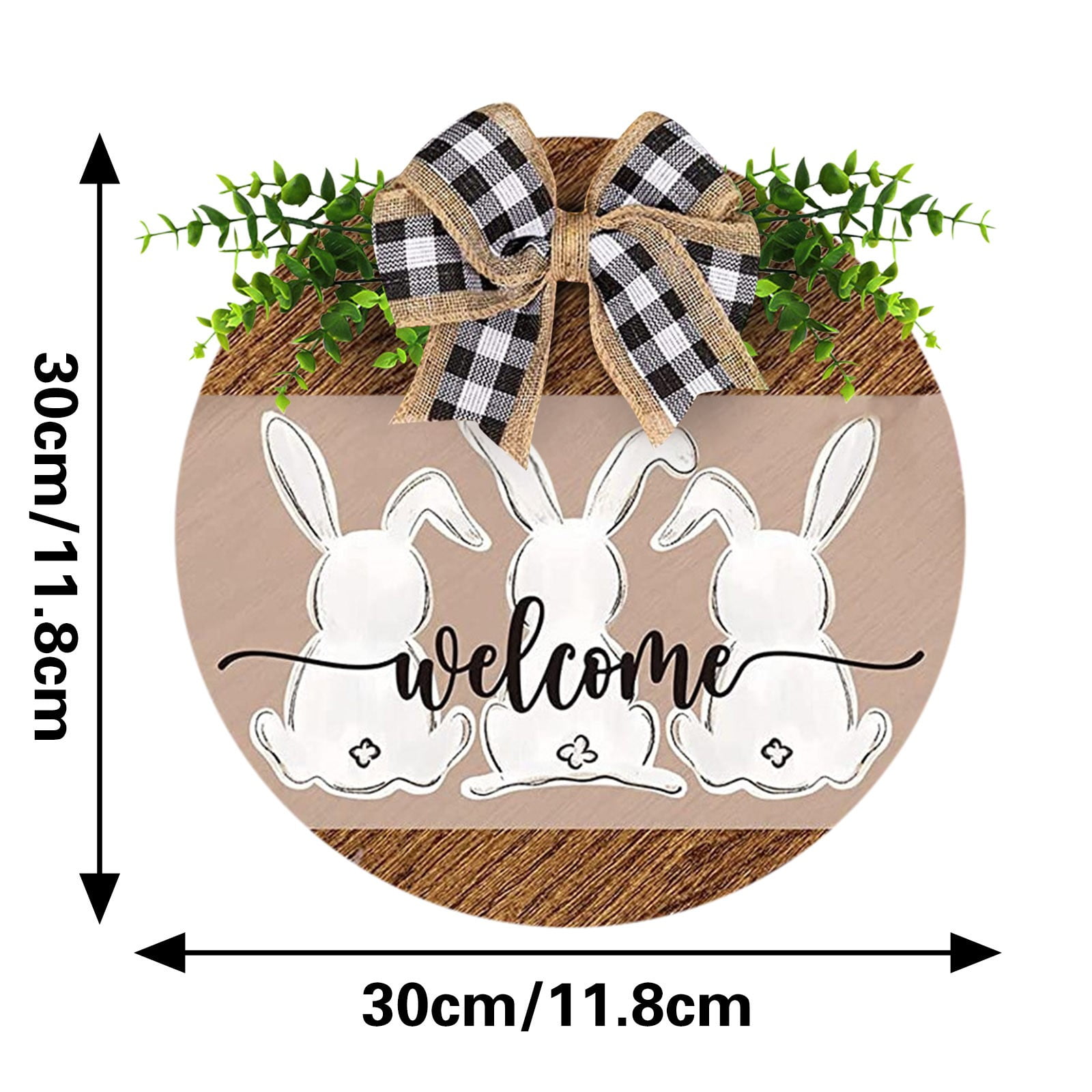 Wooden Easter Bunny Welcome Sign â Rustic Hanging Door Decoration with ...