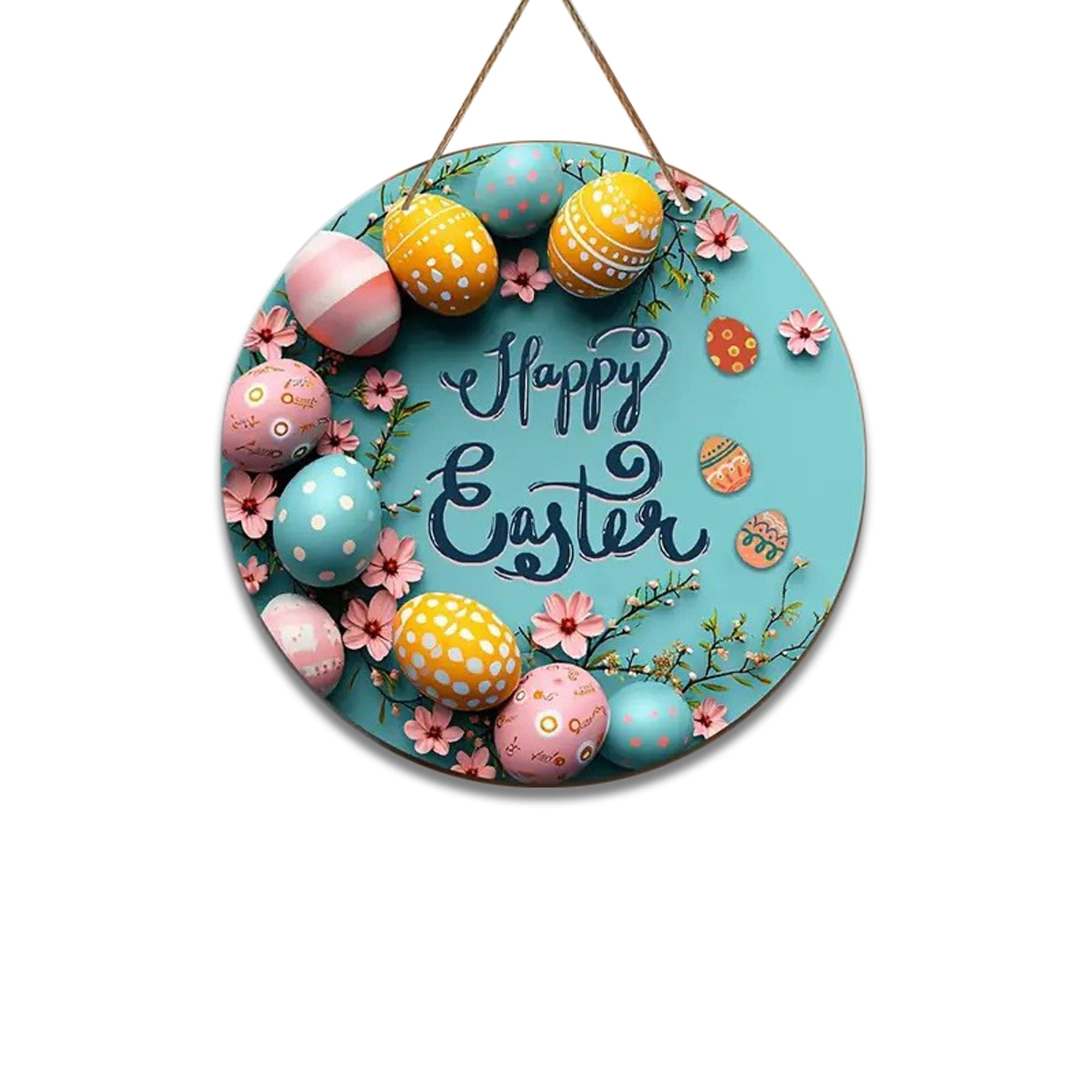 Wooden Easter Door Decorations Easter Bunny Wreath Spring Welcome Door ...