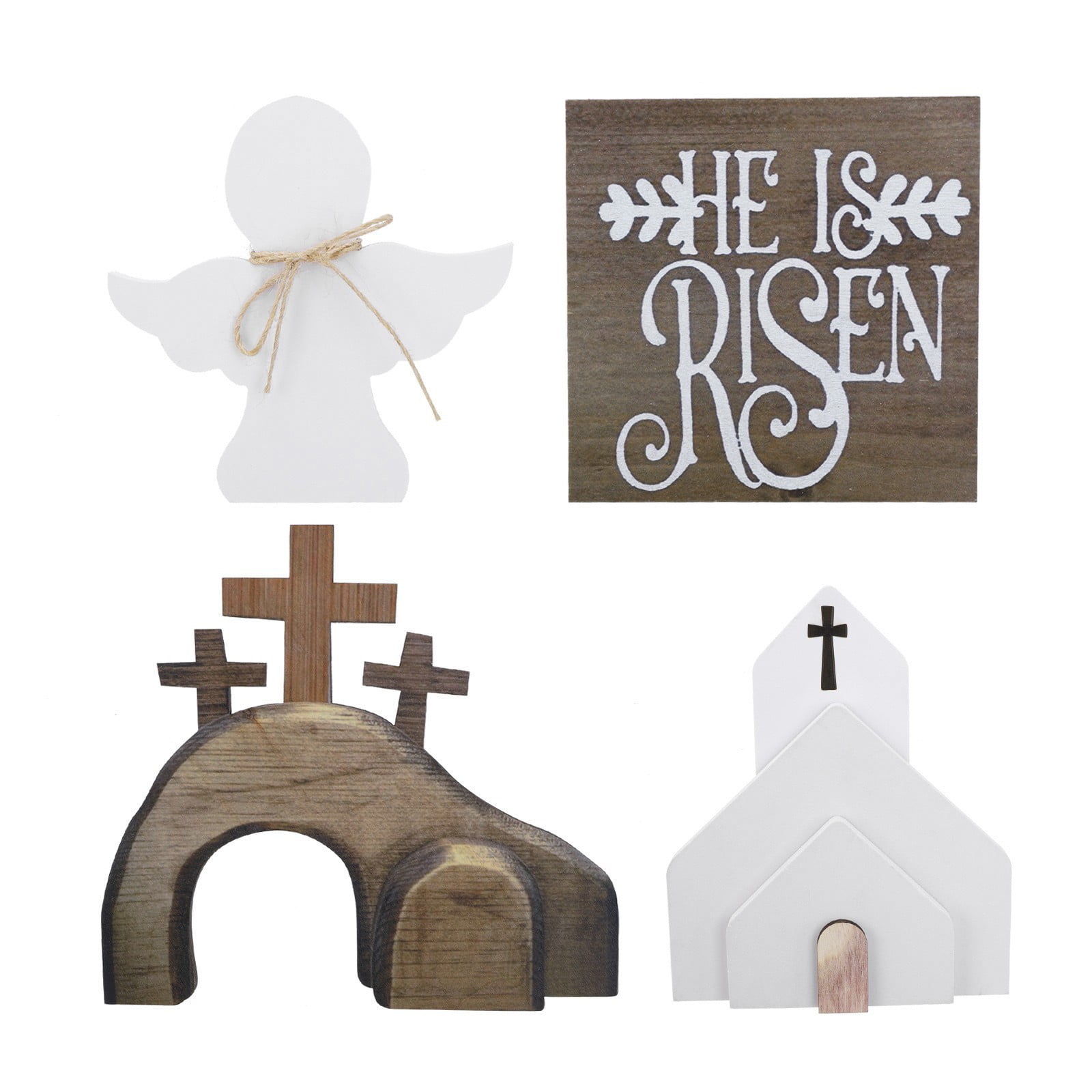 Wooden Easter Jesus Tomb Decor, Resurrection Scene Tiered Tray Set ...