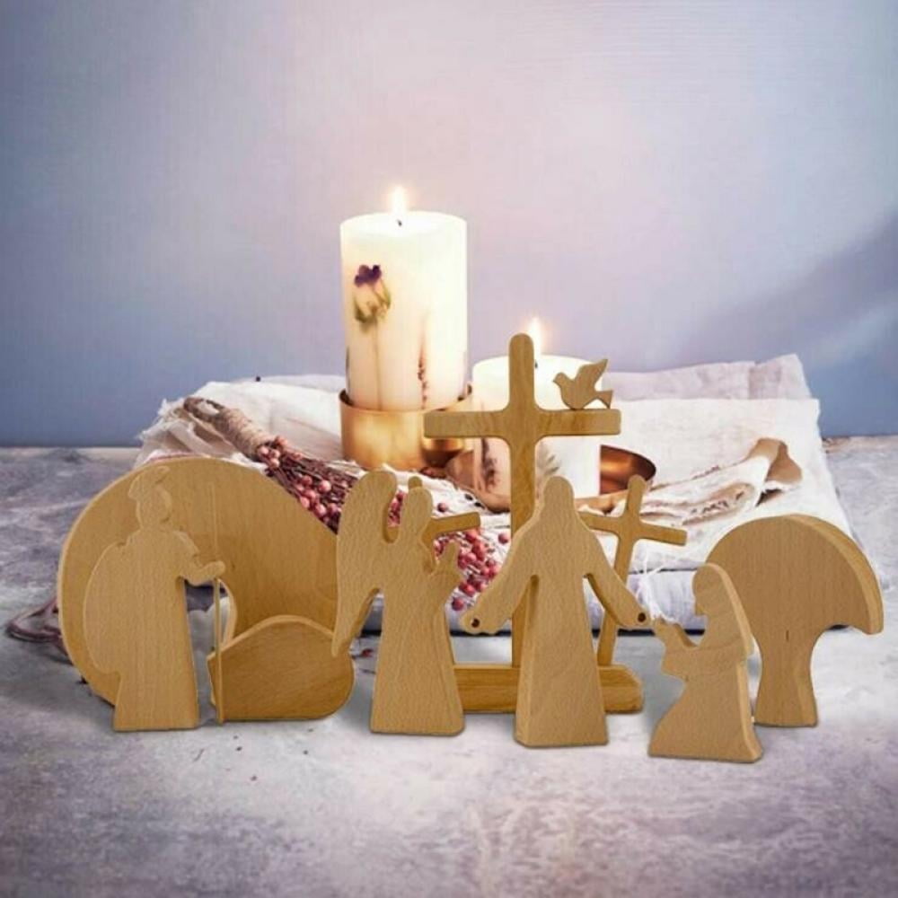 Wooden Easter Nativity Set Handcrafted Wooden Resurrection Scene Risen ...