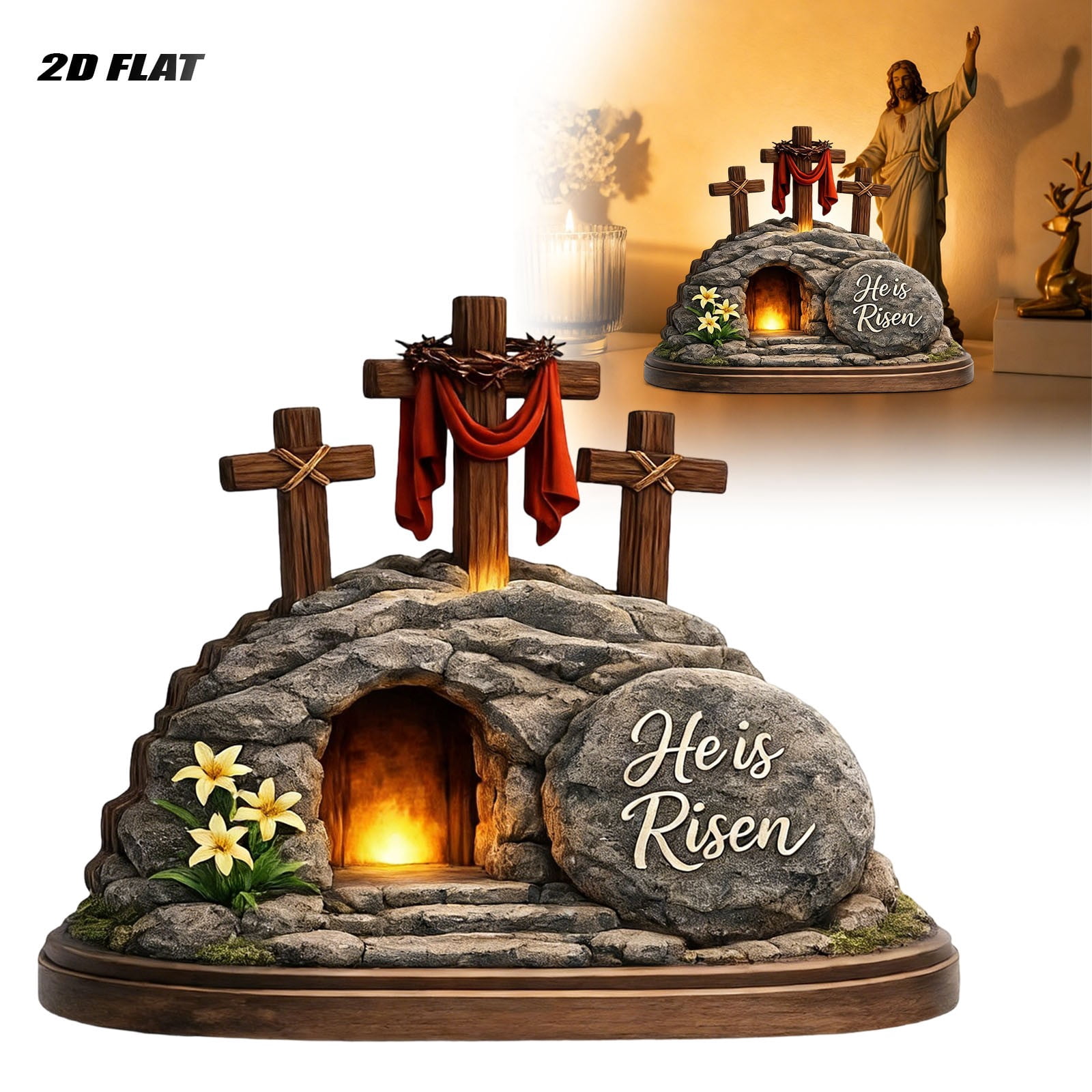 Wooden Easter Ornament with Scripture – 2D Hollow Design Depicting ...