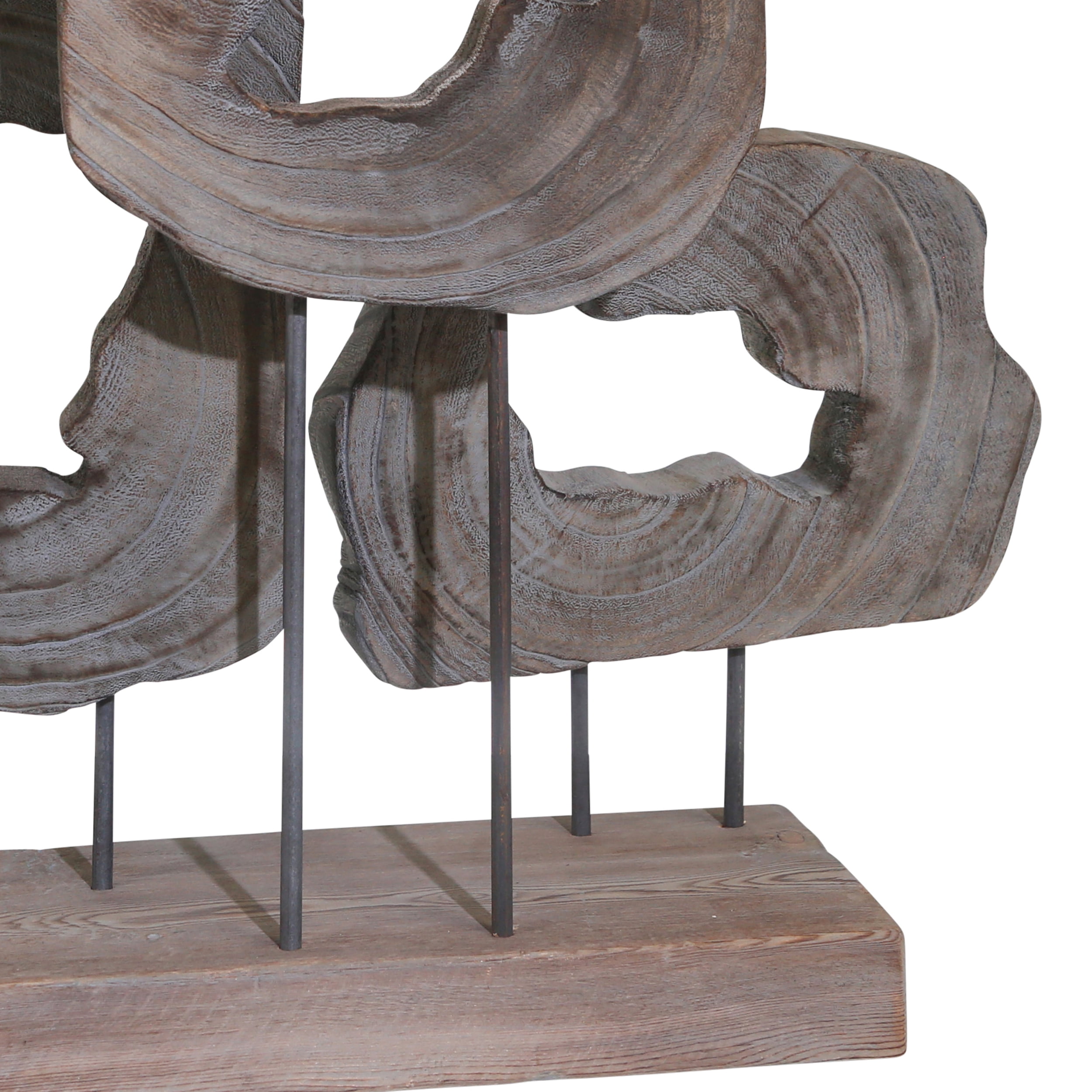 Wooden Edgy Triple Disk Table Top Decor with Stand Supports, Gray ...