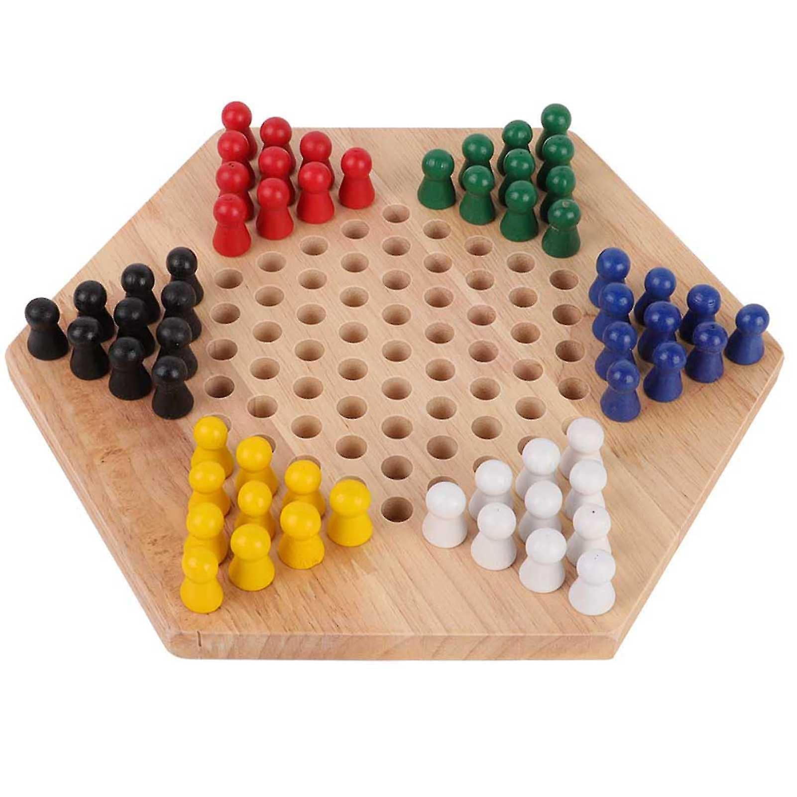 Wooden Educational Board Children Classic Halma Chinese Checkers Set ...