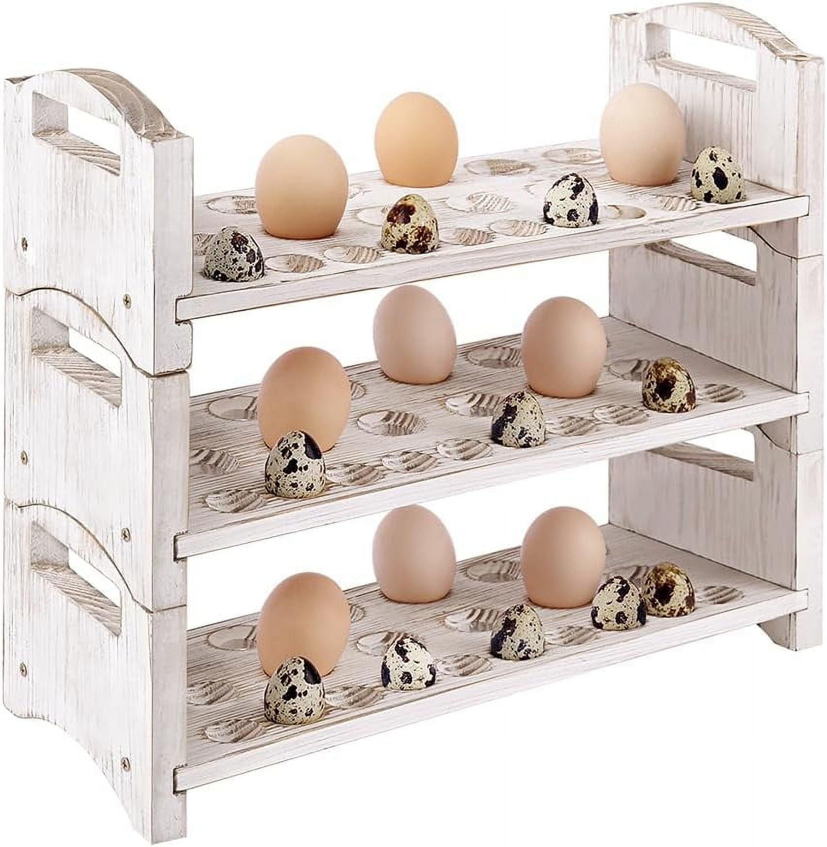 Wooden Egg Holder 3 Layer Fresh Egg Rack Holders Countertop Stackable ...