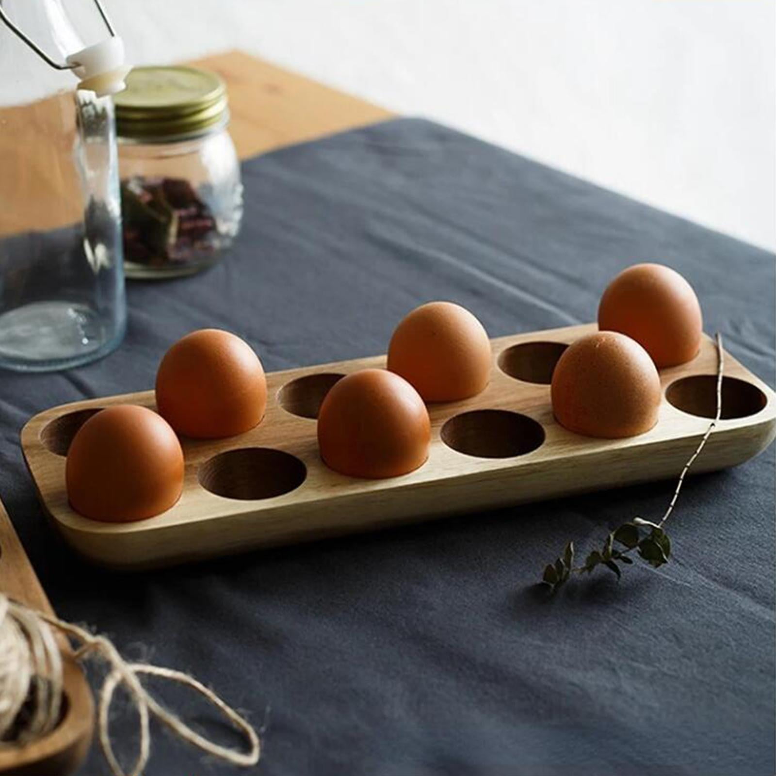 Wooden Egg Holder Counter Unique Gift Egg Container Rack Wood Egg Tray ...
