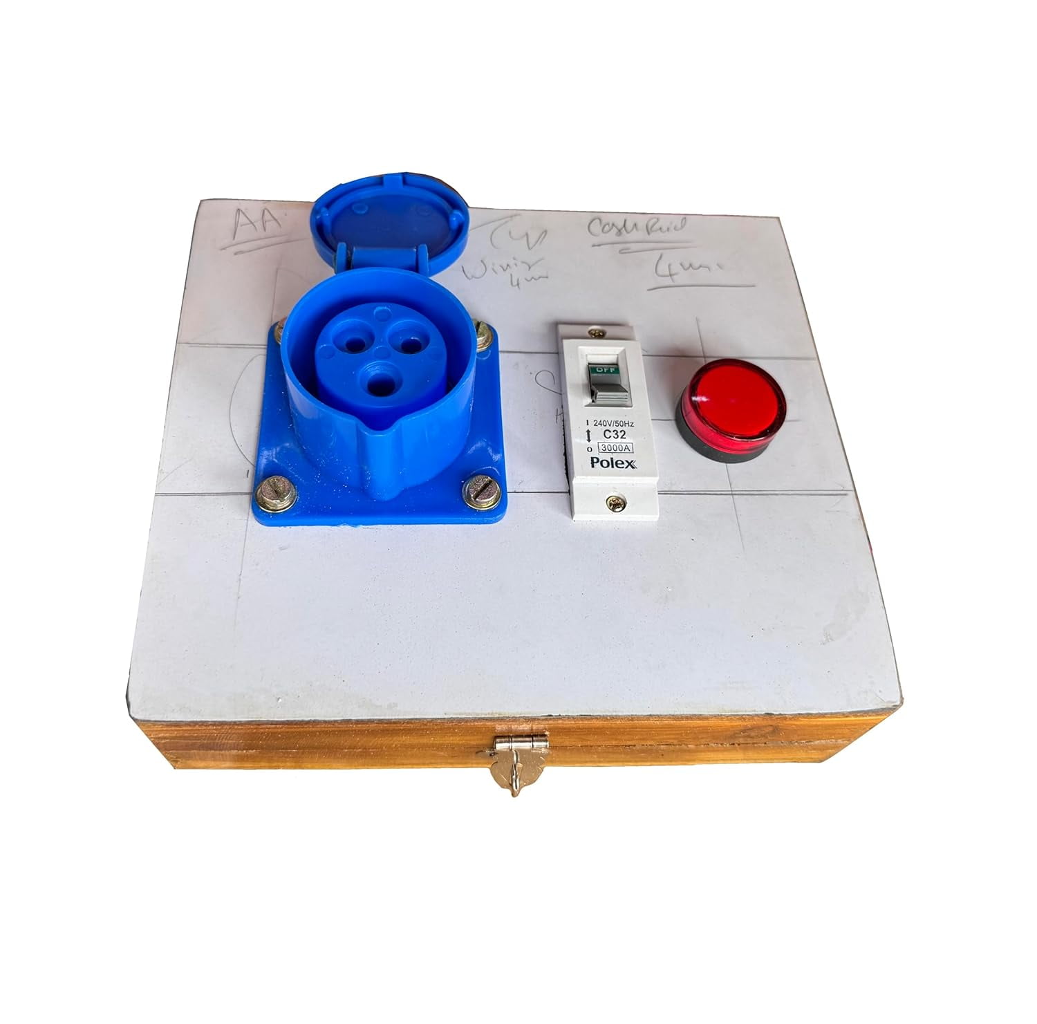 Wooden Electric Extension Board with Female Industrial Socket MCB and ...
