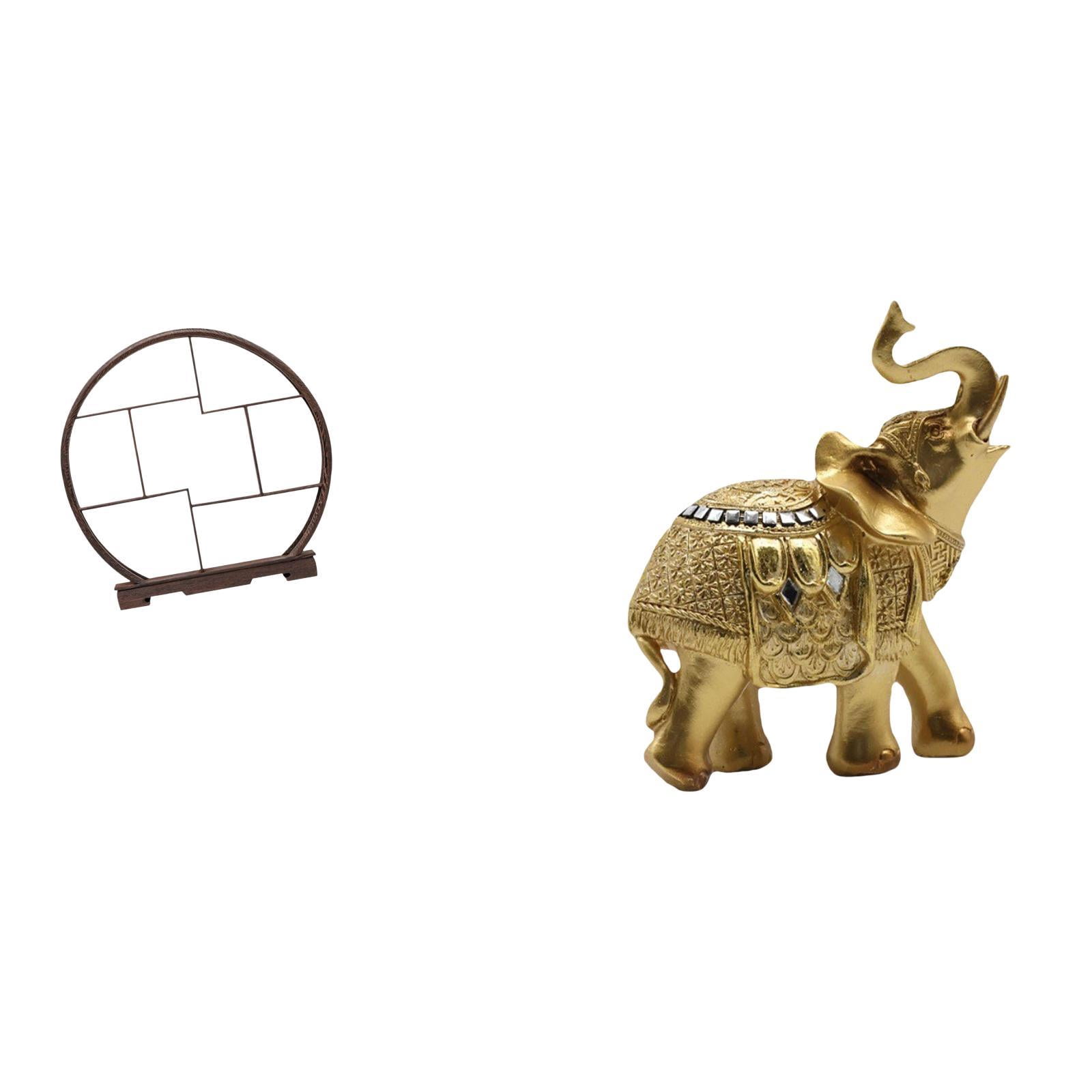 Wooden Elephant Figurine Display Stand Antique Resin Craft Unique ...