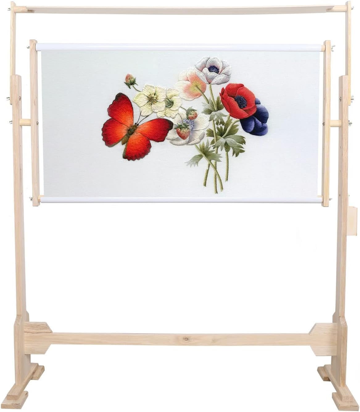 Wooden Embroidery Stand Needlework Table Floor-Standing Cross Stitch ...