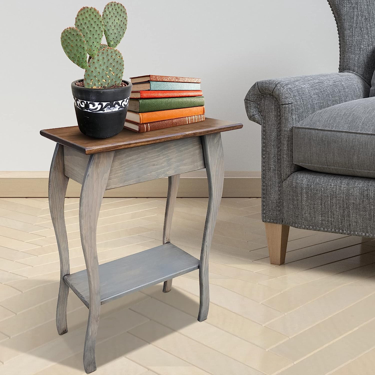 Wooden End Table- Amish Handmade Slim Side Table for Living Room ...