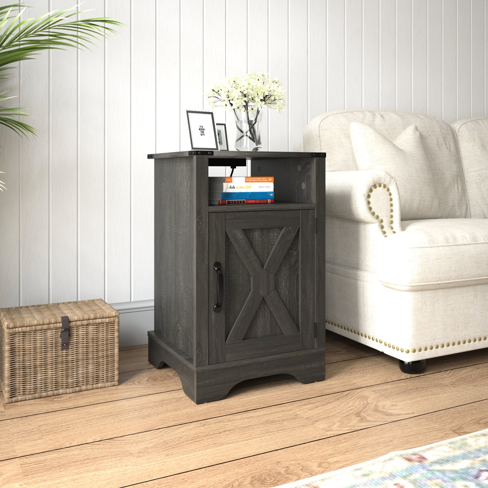 Wooden End Table | Safe Charging with UL - Certified Power Strip ...