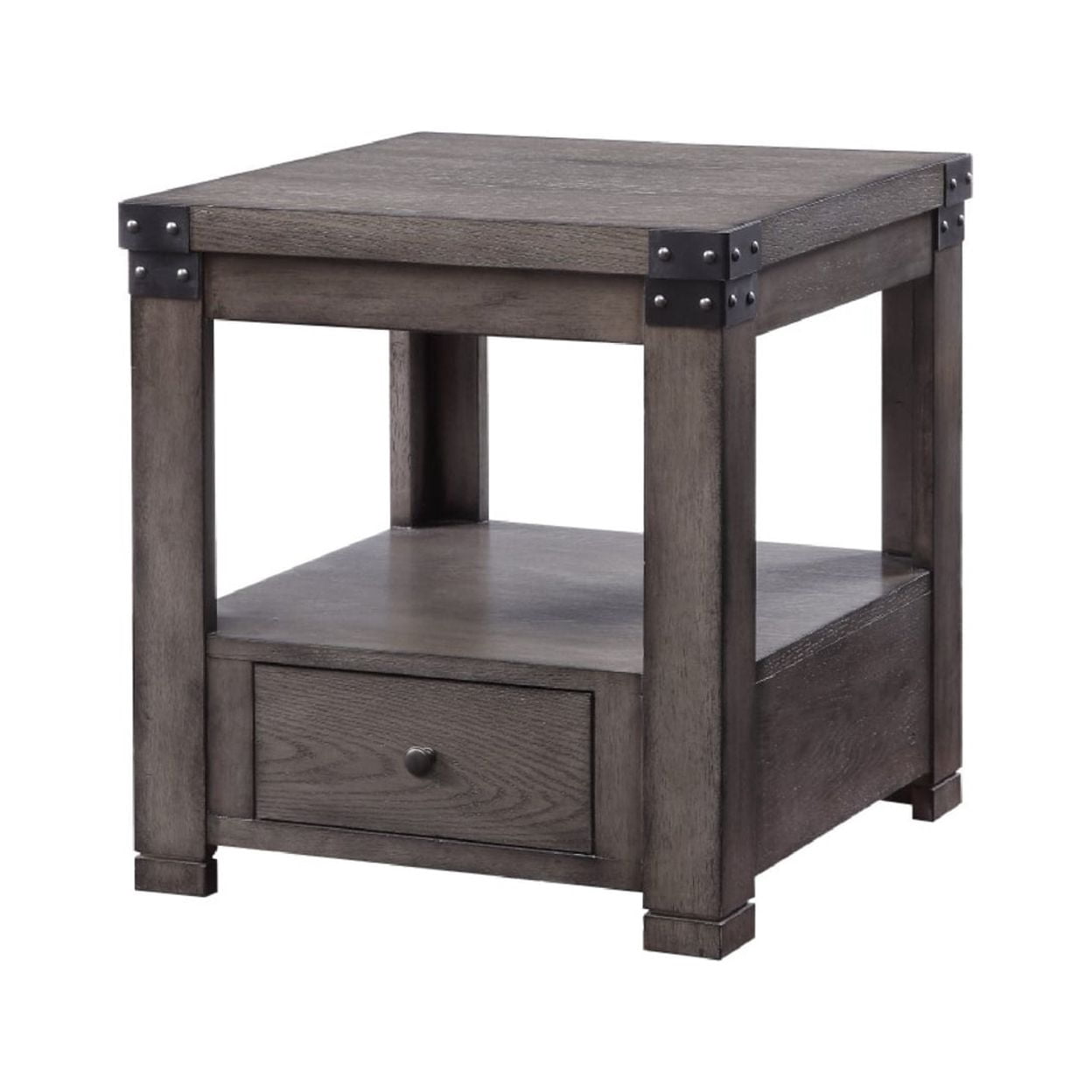 Wooden End Table with Open Bottom Shelf and One Drawer Gray - Saltoro ...