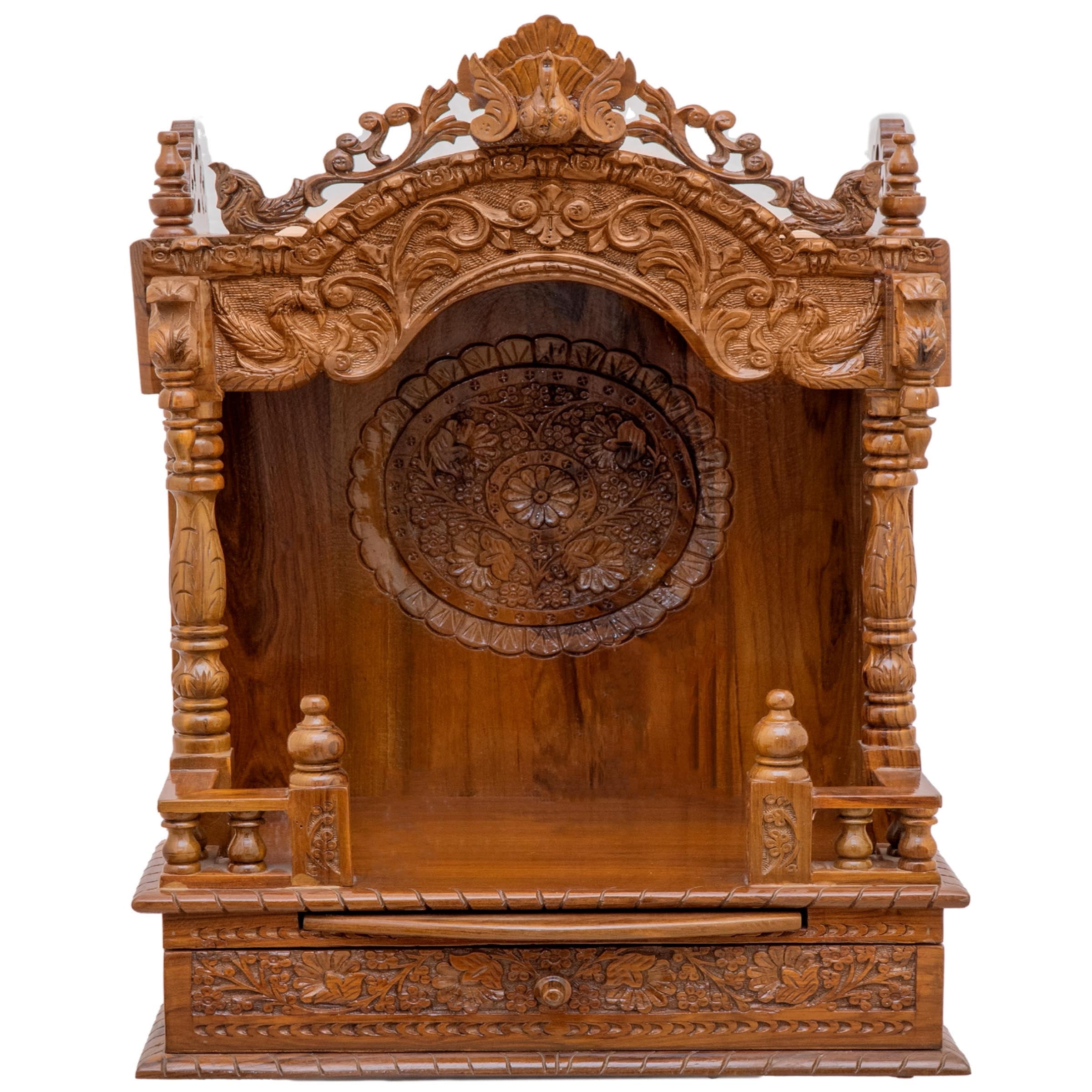 Wooden Engraved Home Puja Mandir by Pooja Bazar - Mandap Temple, Wooden ...