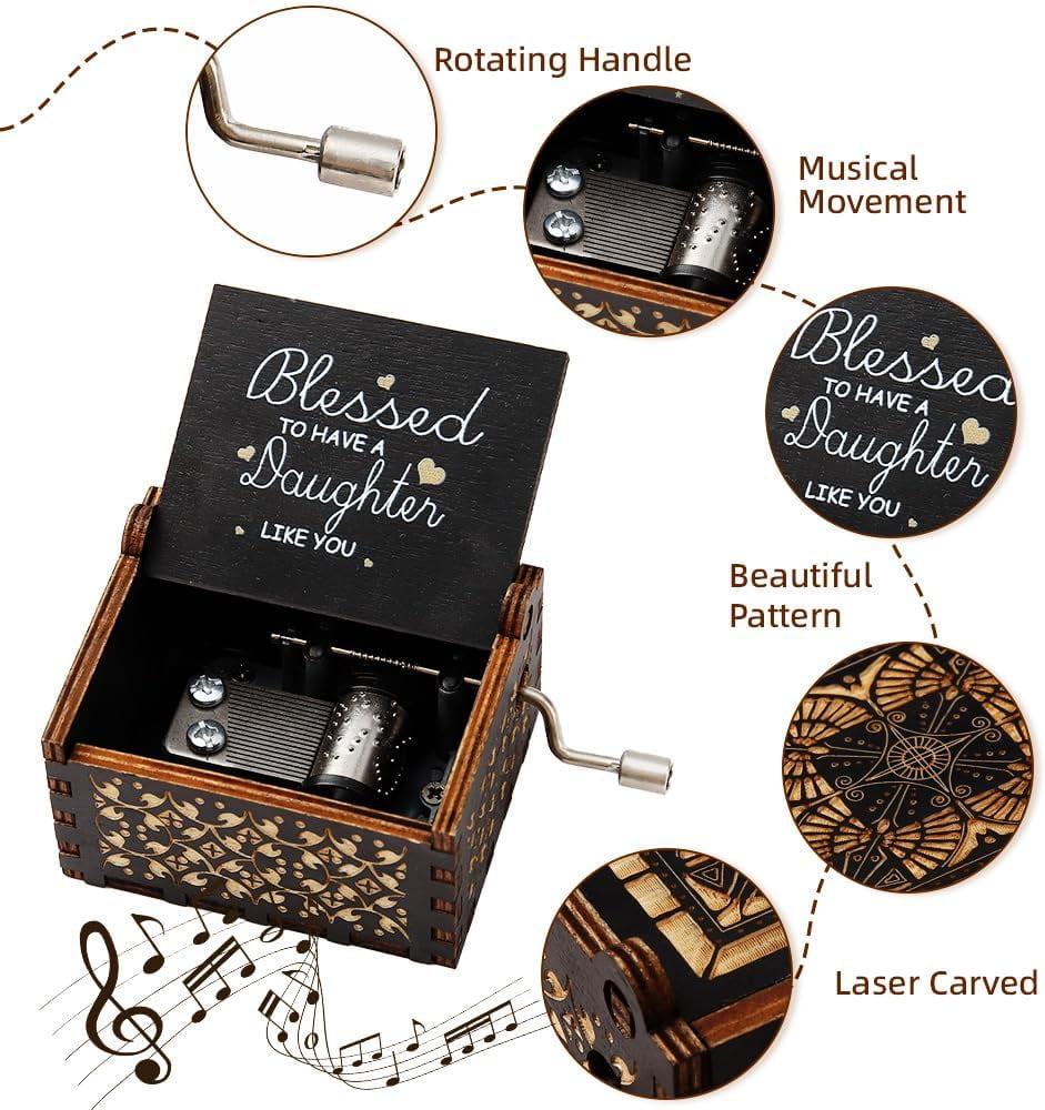 Wooden Engraved Music Box, Wood Musical Box Gifts From Mom To Daughter ...