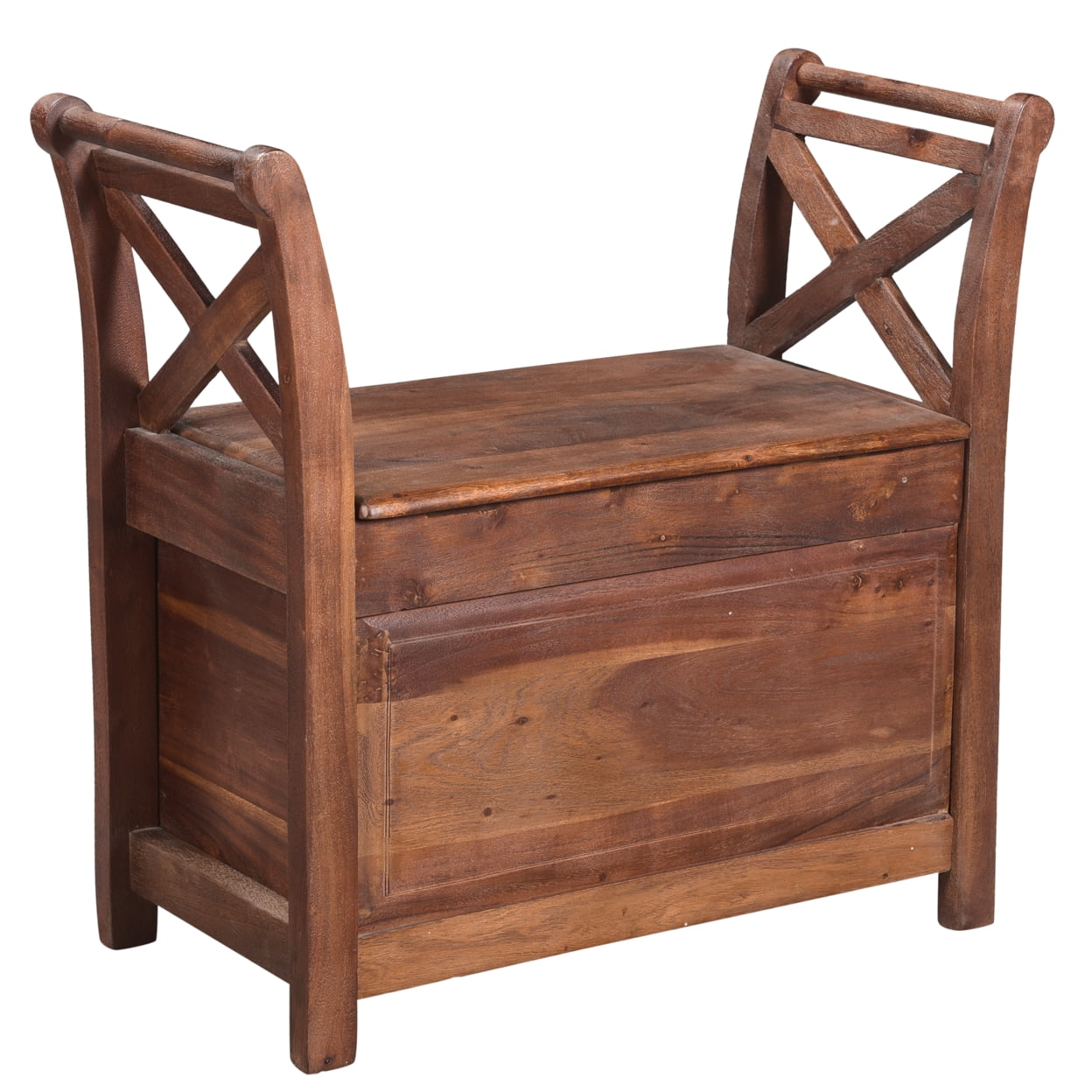 Wooden Entryway Bench with Lift Top Storage and X Shape Flared Sides ...