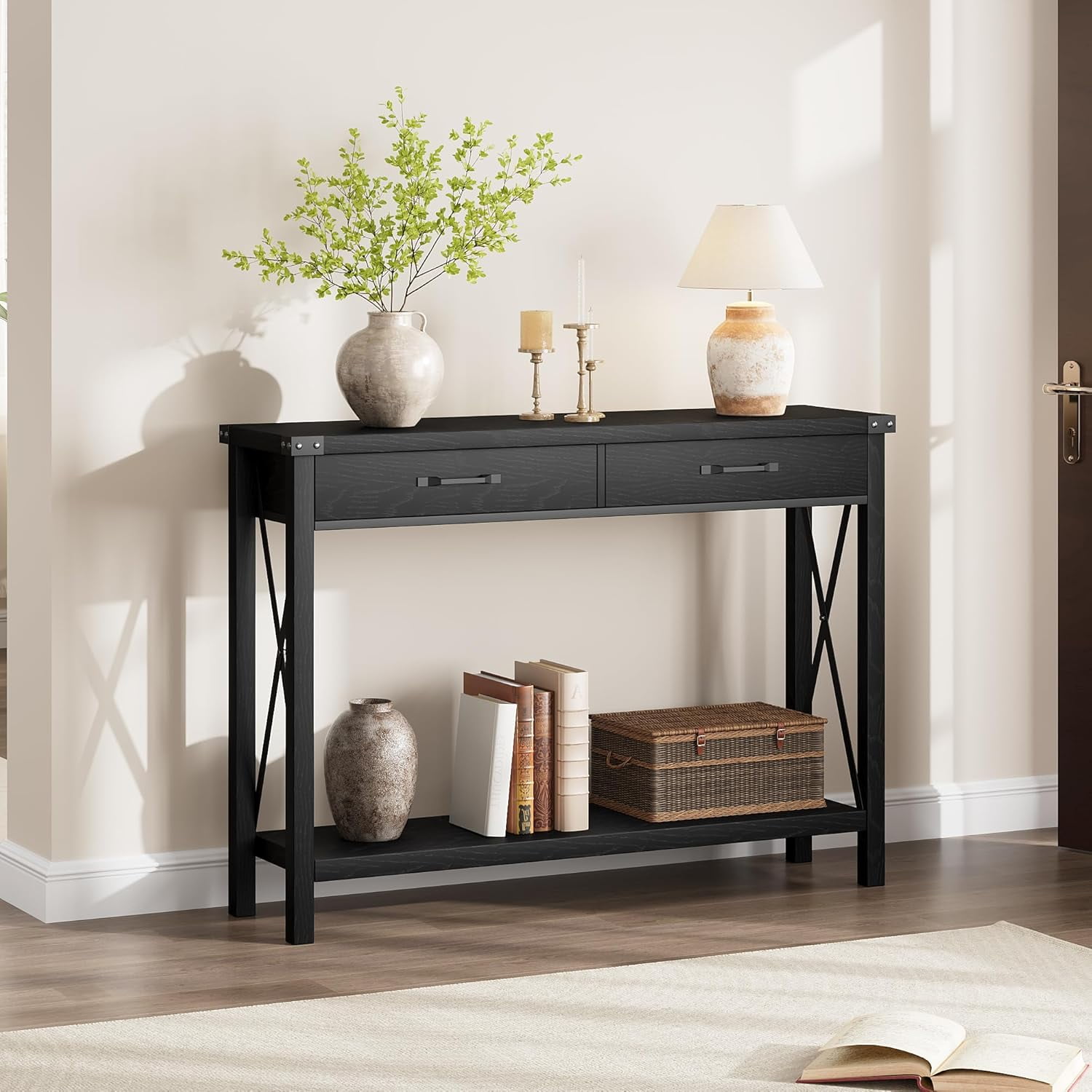 Wooden Entryway Farmhouse Console with 2 Drawers Sofa with Storage for ...