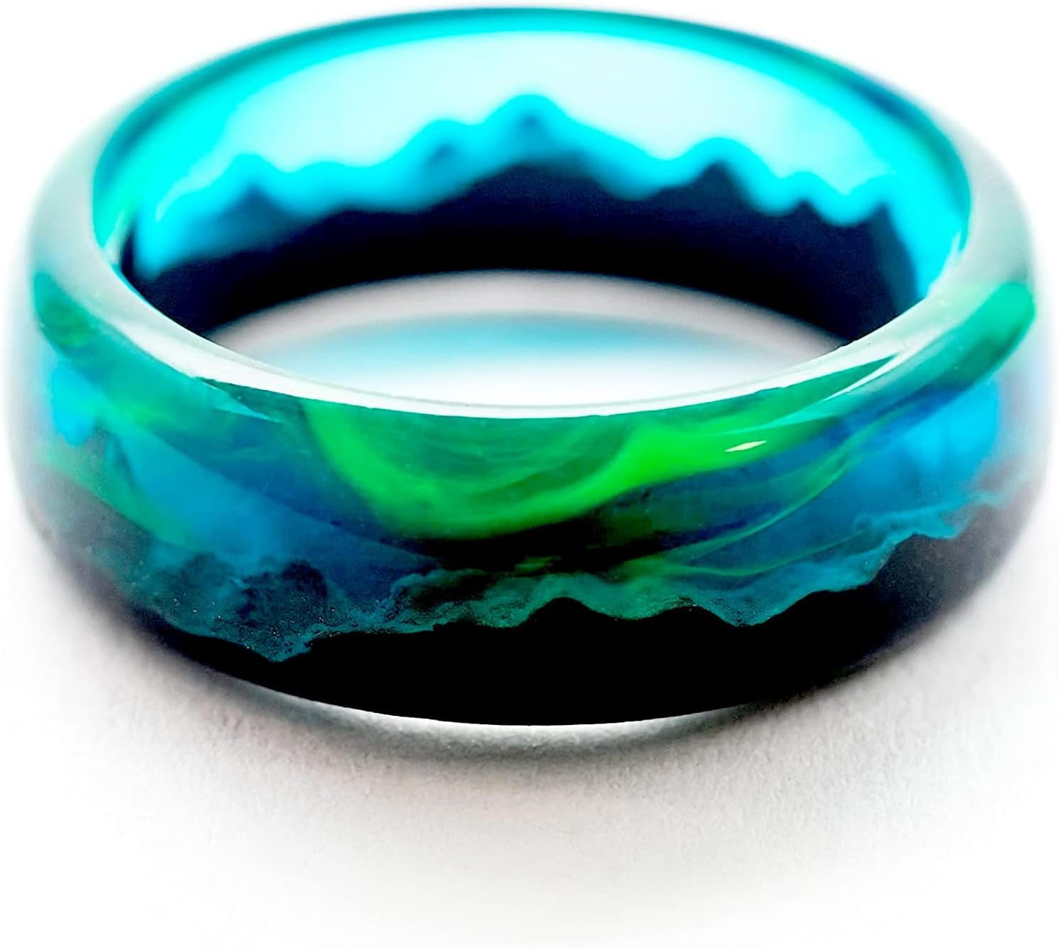 Wooden Epoxy Ring, Glow Rings, Luminous Glow Ring Glowing in the Dark ...