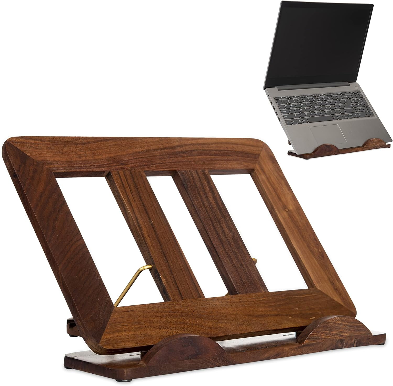 Wooden Ergonomic Laptop Stand Tablet Riser Adjustable Computer MacBook ...