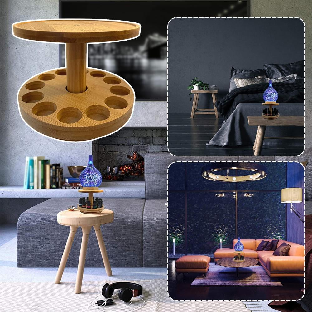 Wooden Essential Oil Storage Rack Minimalist Style DoubleLayer Bamboo ...