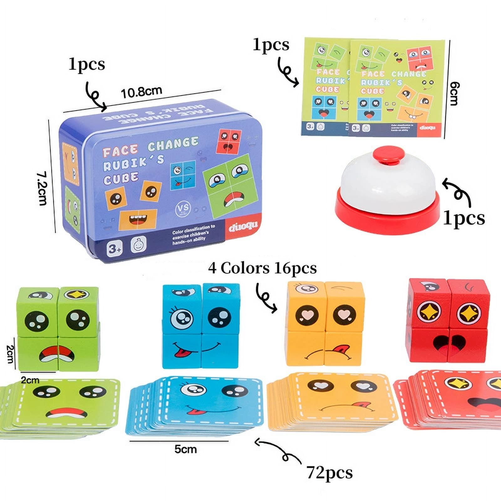 Wooden Expressions Matching Block Puzzles Building Cubes Toy ...