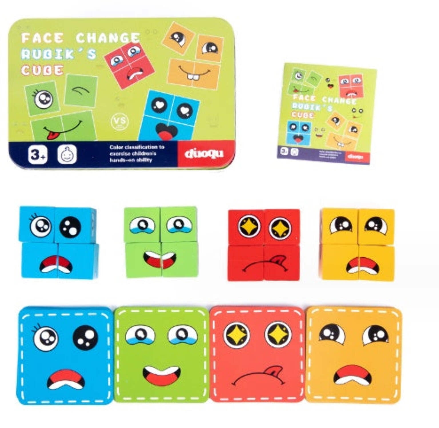 Wooden Expressions Toy Wooden Magic Cube Face Pattern Building Blocks ...