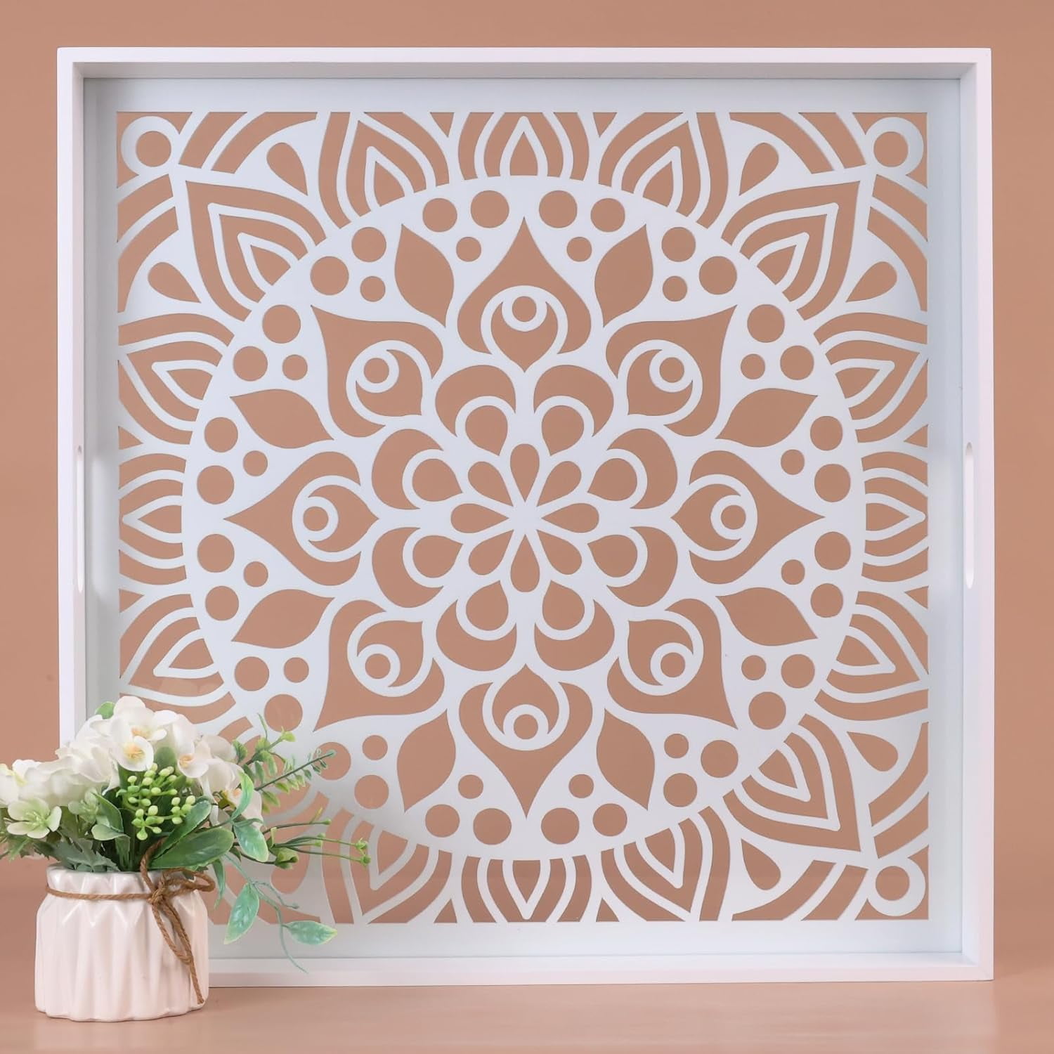 Wooden Extra Large Serving Tray with Handles,Wood Couch Ottoman Tray ...