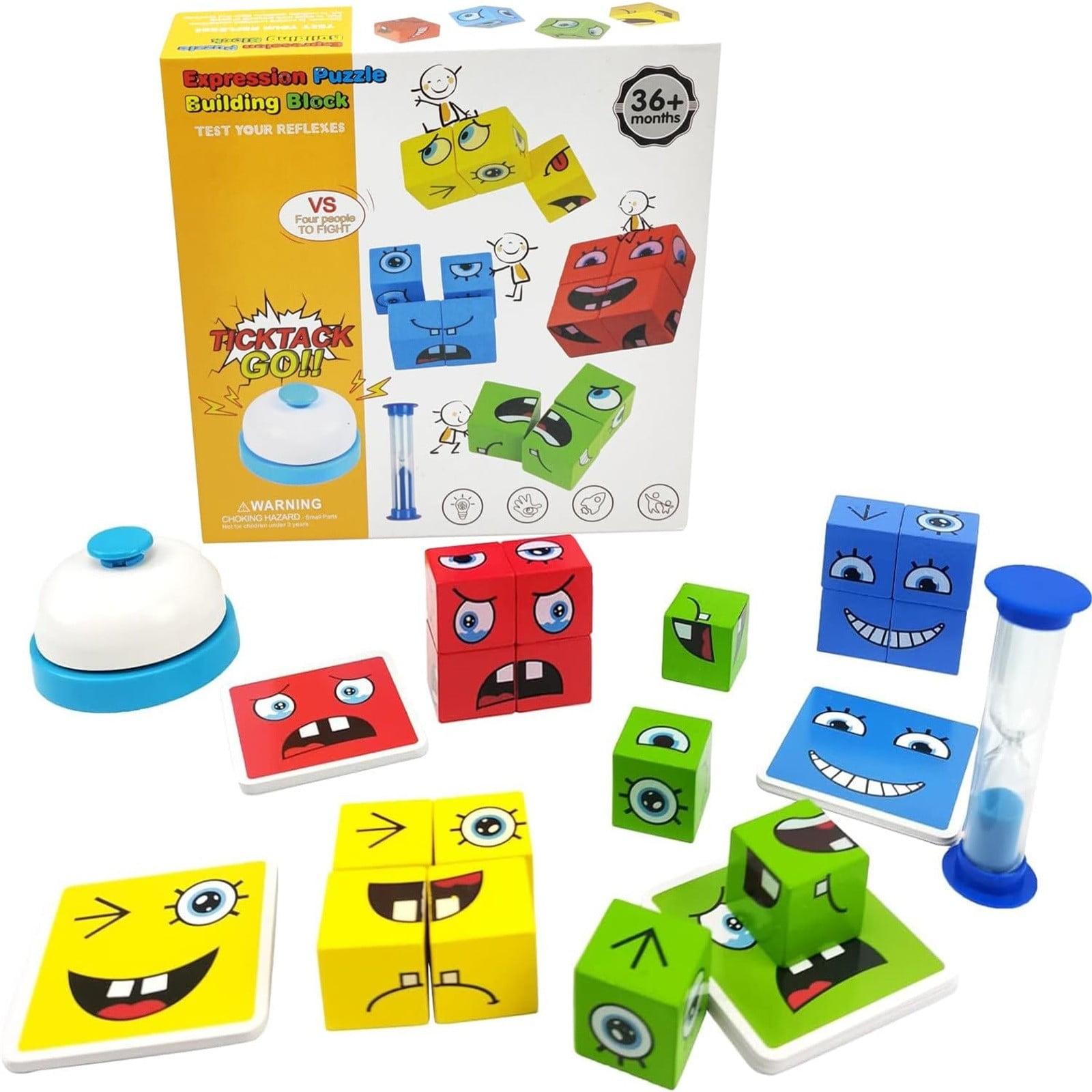 Wooden Face Changing Magic Cube Game Expression Puzzle Building Blocks ...