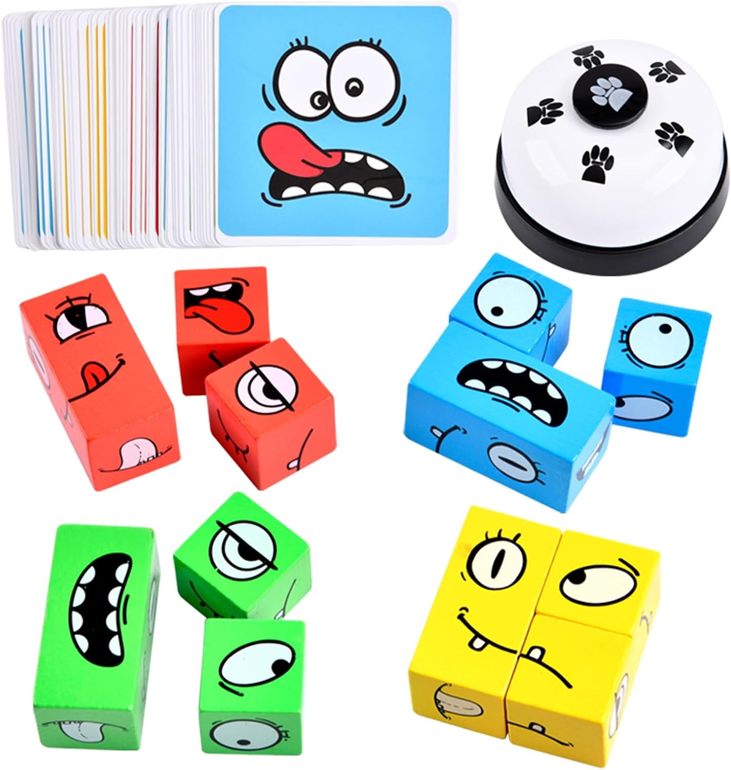 Wooden Face Changing Magic Cube Game, Expression Puzzle Building Blocks ...