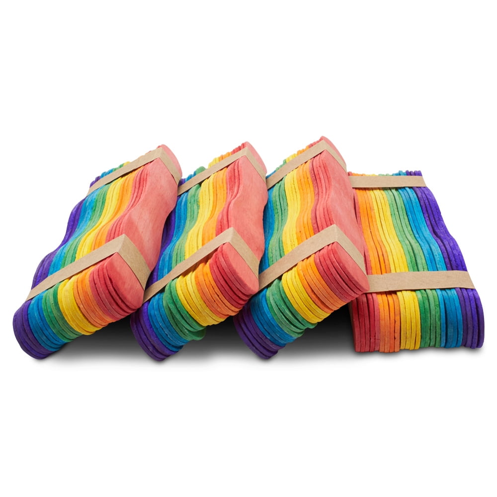 Wooden Fan Handles 8 inch, Variety Pack of 300 Colored Popsicle Sticks ...