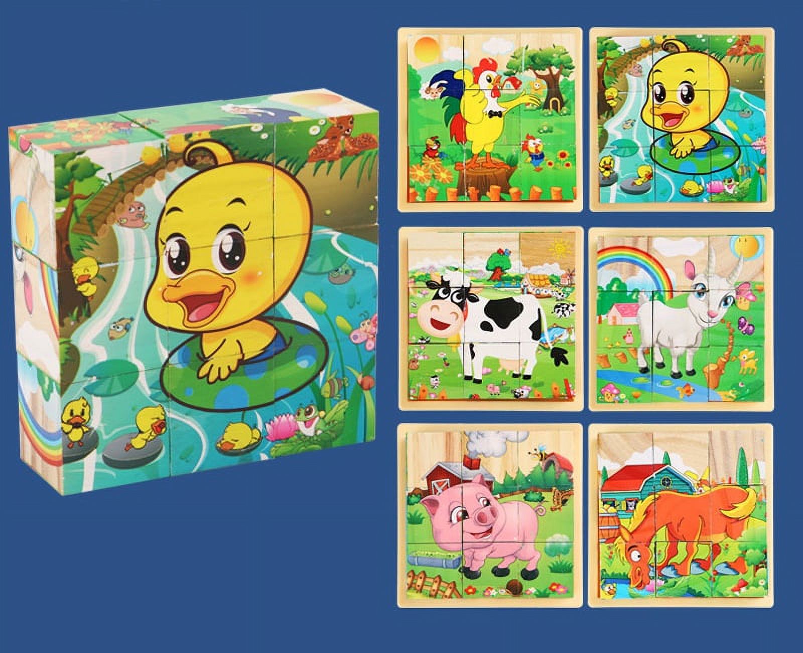 Wooden Farm Animal Block Puzzles for Kids Ages 2-4 , Jigsaw Puzzles ...