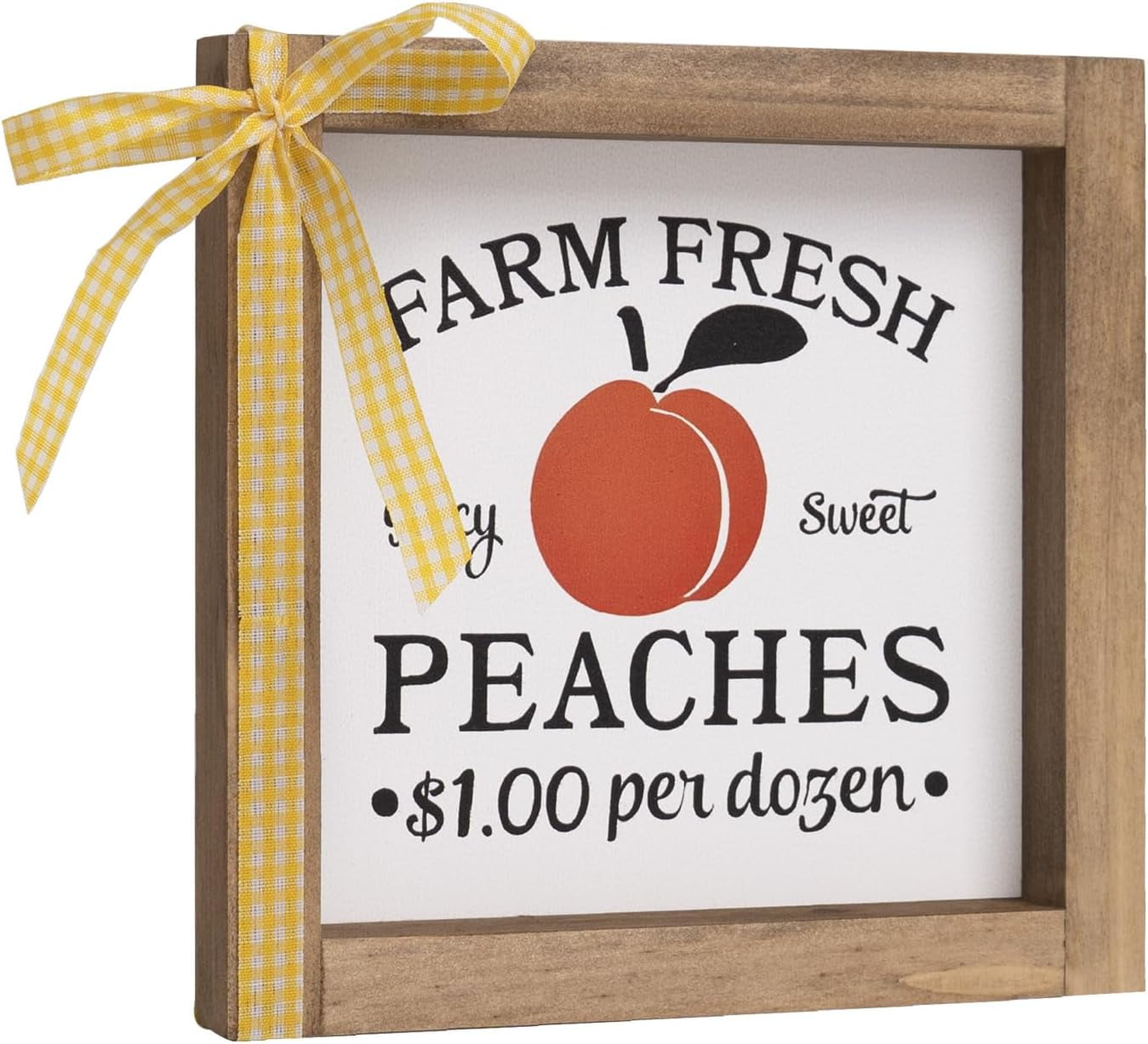 Wooden Farm Fresh Peaches Sign, 6 Inch Peach Wall Decor, Peach Themed ...