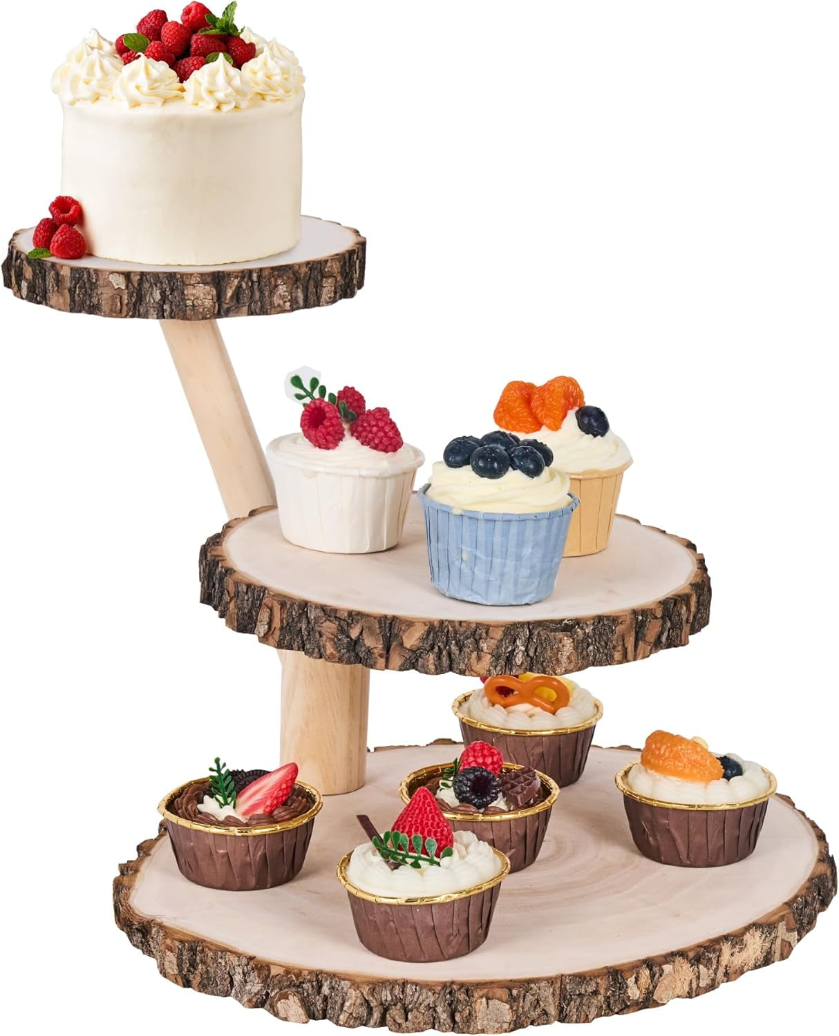 Wooden Farmhouse Style Cake Stand - Multifunctional 3-Tired Wedding ...